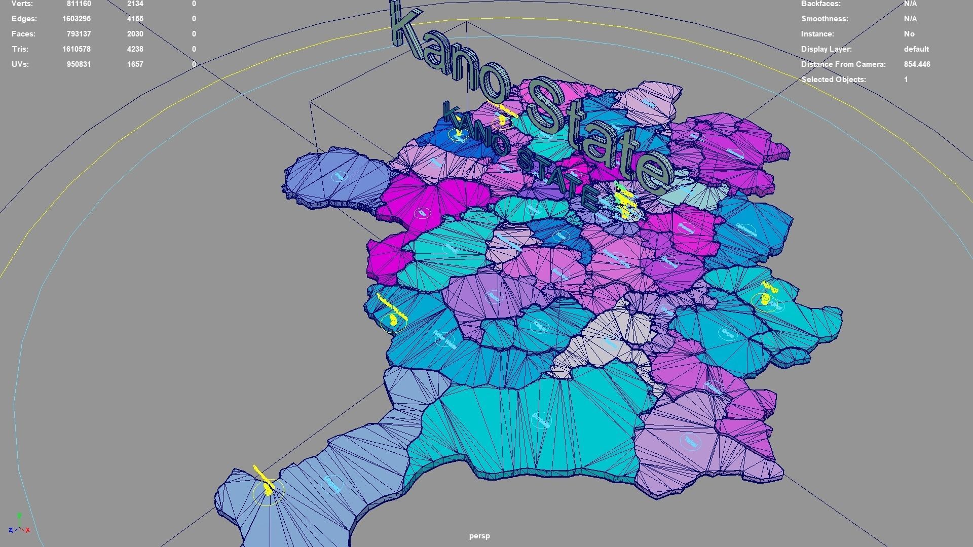 Kano State Nigeria map region geography political geographic 3D model ...