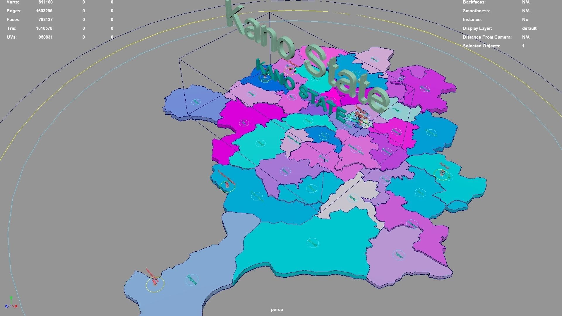 Kano State Nigeria map region geography political geographic 3D model ...