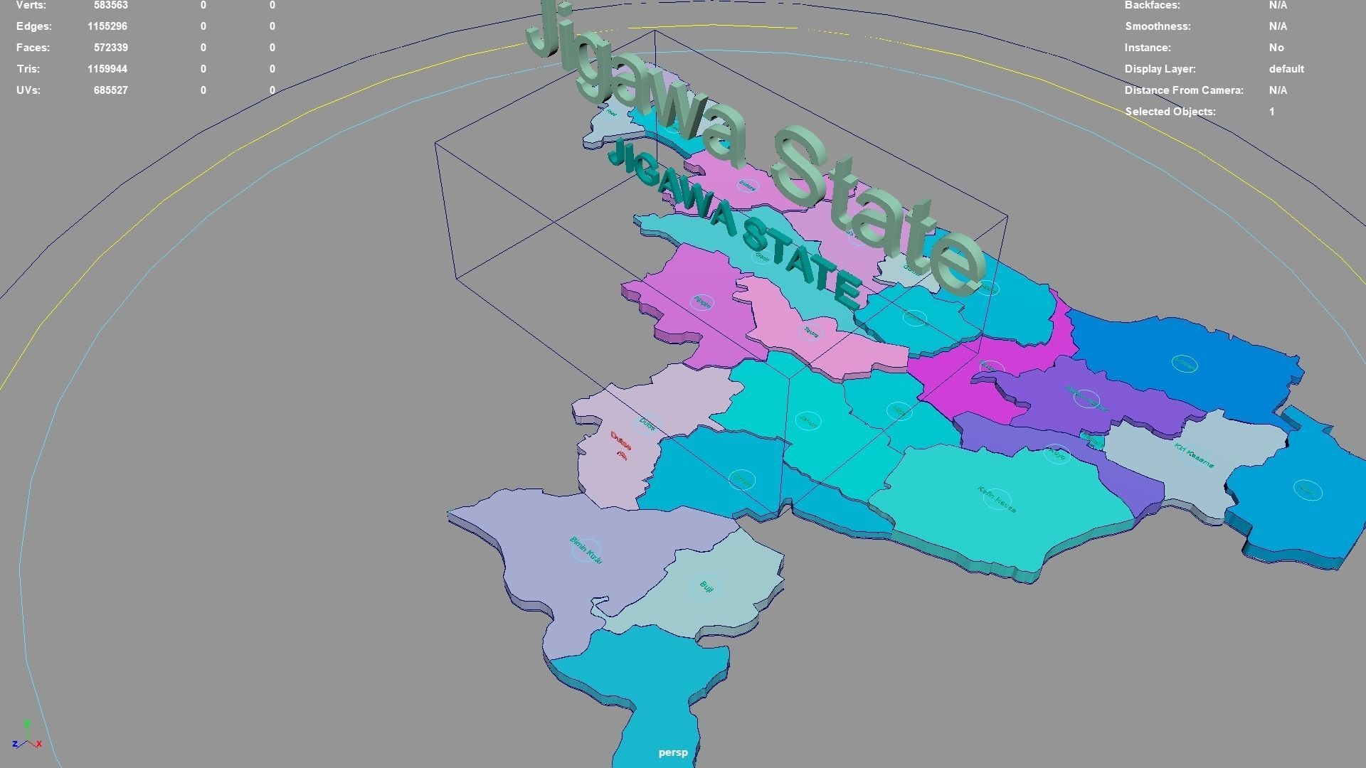 Jigawa State Nigeria map region geography political geographic 3D model rigged | CGTrader