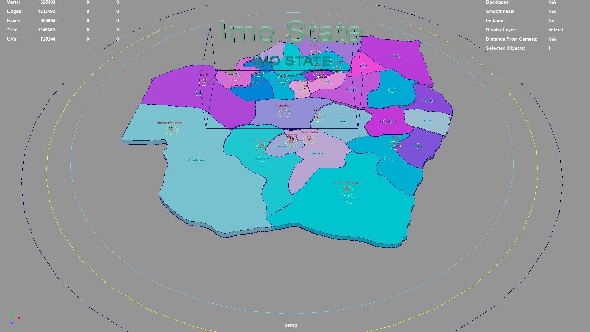 Imo State Nigeria map region geography political geographic 3D model ...