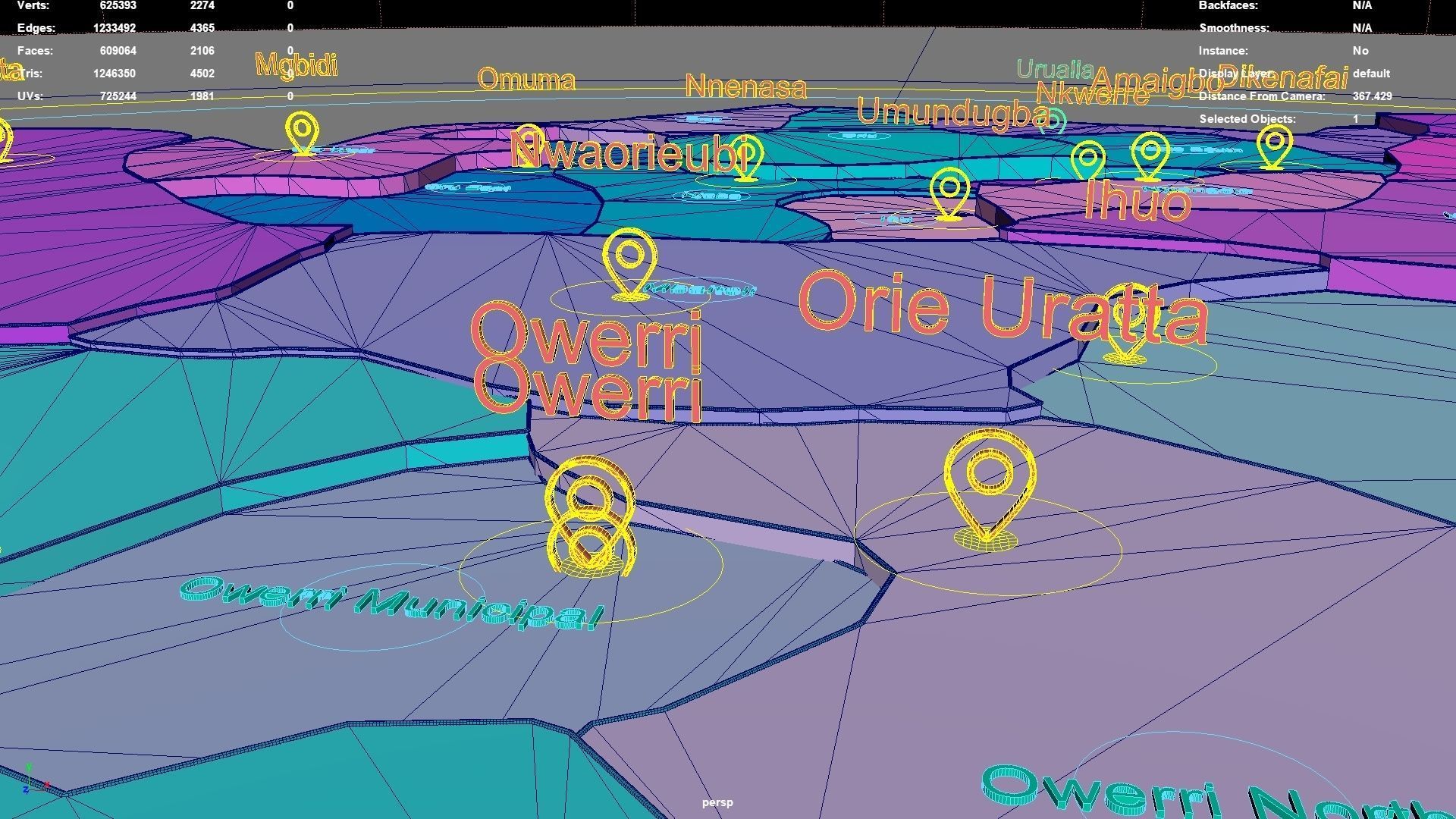 Imo State Nigeria map region geography political geographic 3D model ...