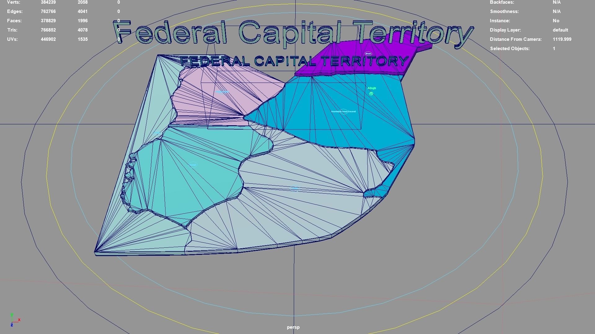 Federal Capital Territory Nigeria map region geography 3D model rigged ...