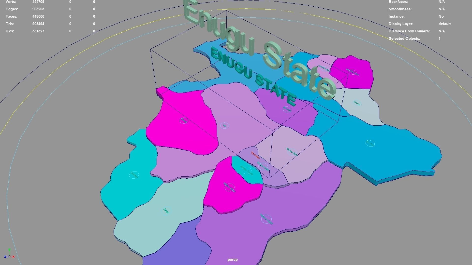 Enugu State Nigeria map region geography political geographic 3D model ...