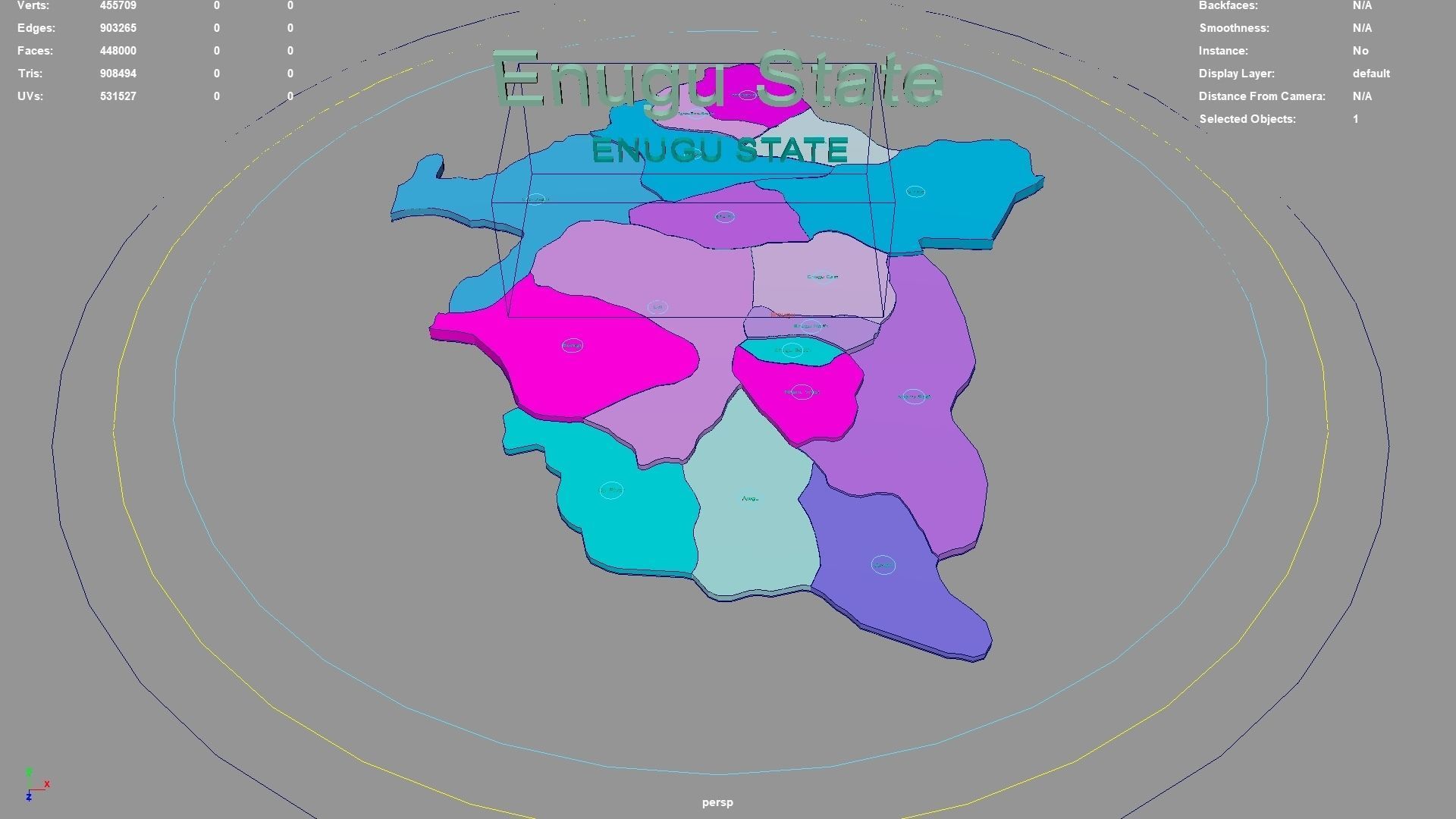 Enugu State Nigeria map region geography political geographic 3D model ...