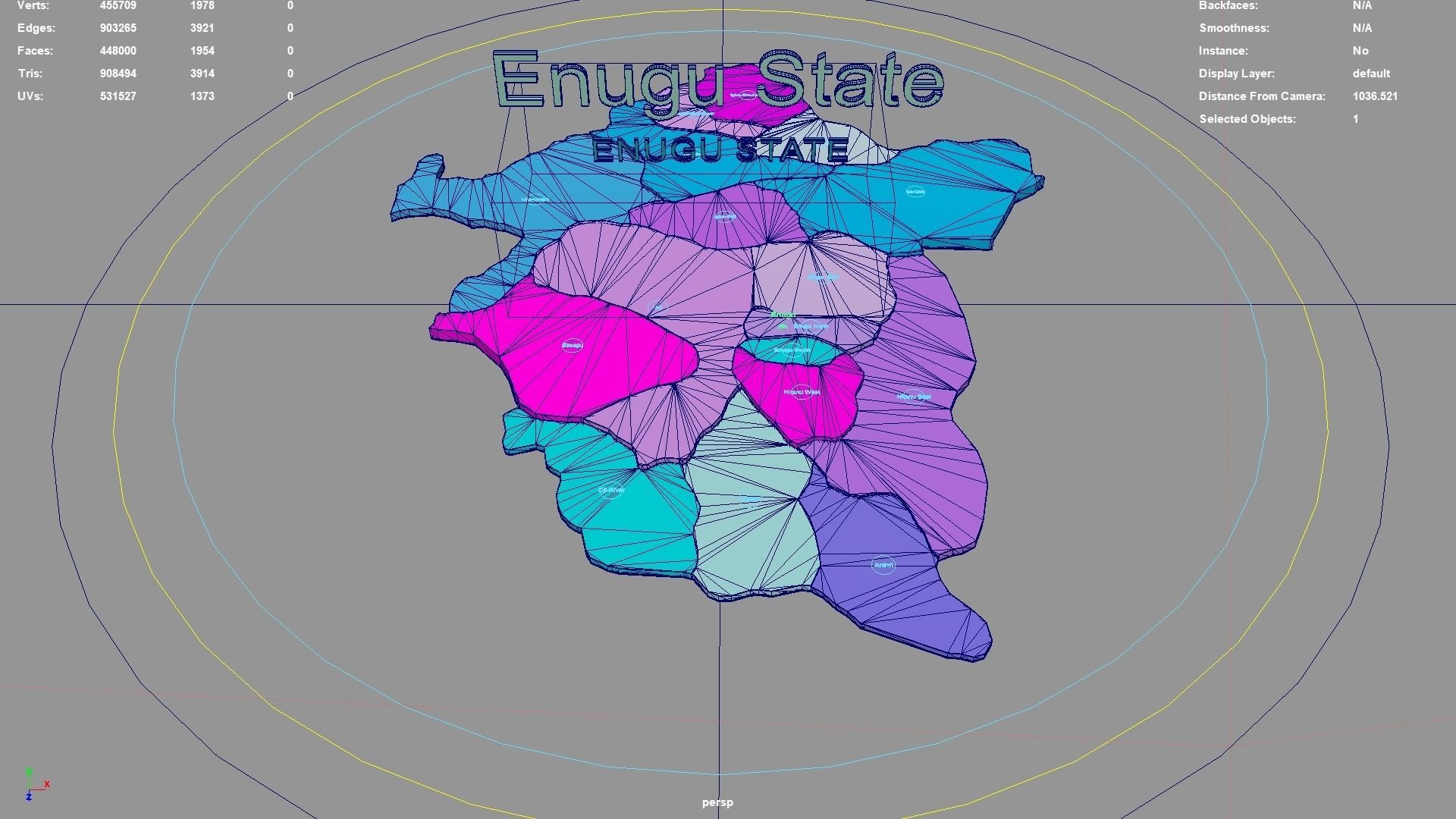 Enugu State Nigeria map region geography political geographic 3D model ...