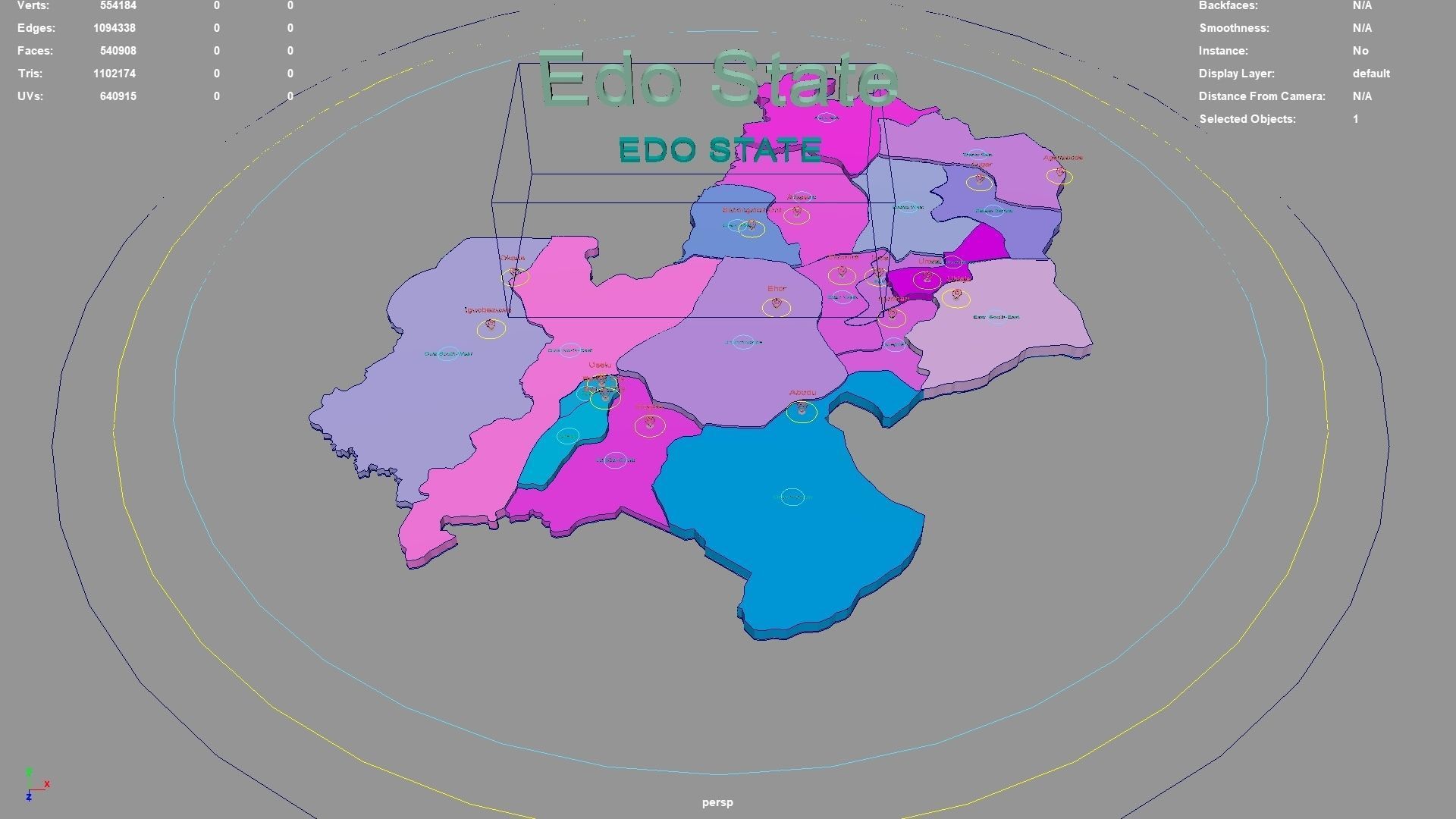 Edo State Nigeria map region geography political geographic 3D model ...