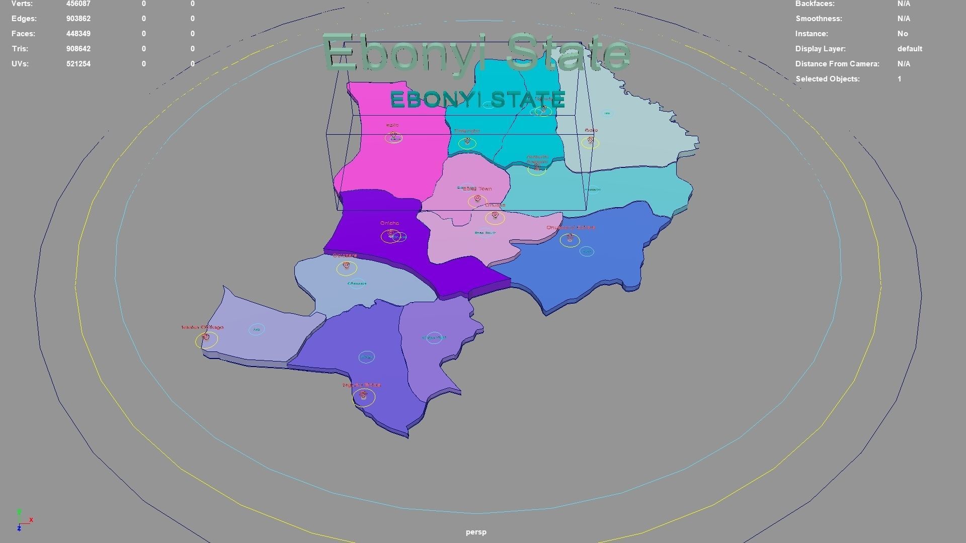 Ebonyi State Nigeria map region geography political geographic 3D model ...