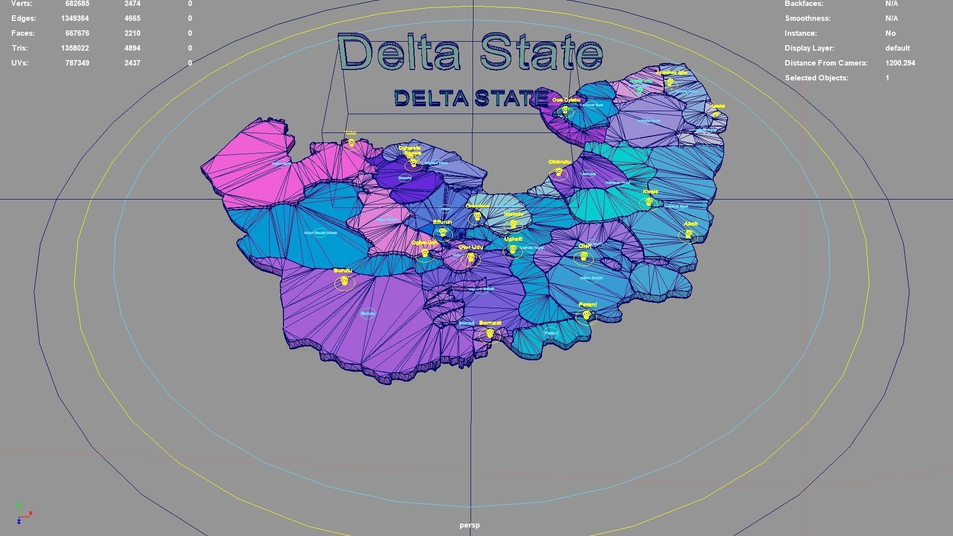 Delta State Nigeria map region geography political geographic 3D model ...