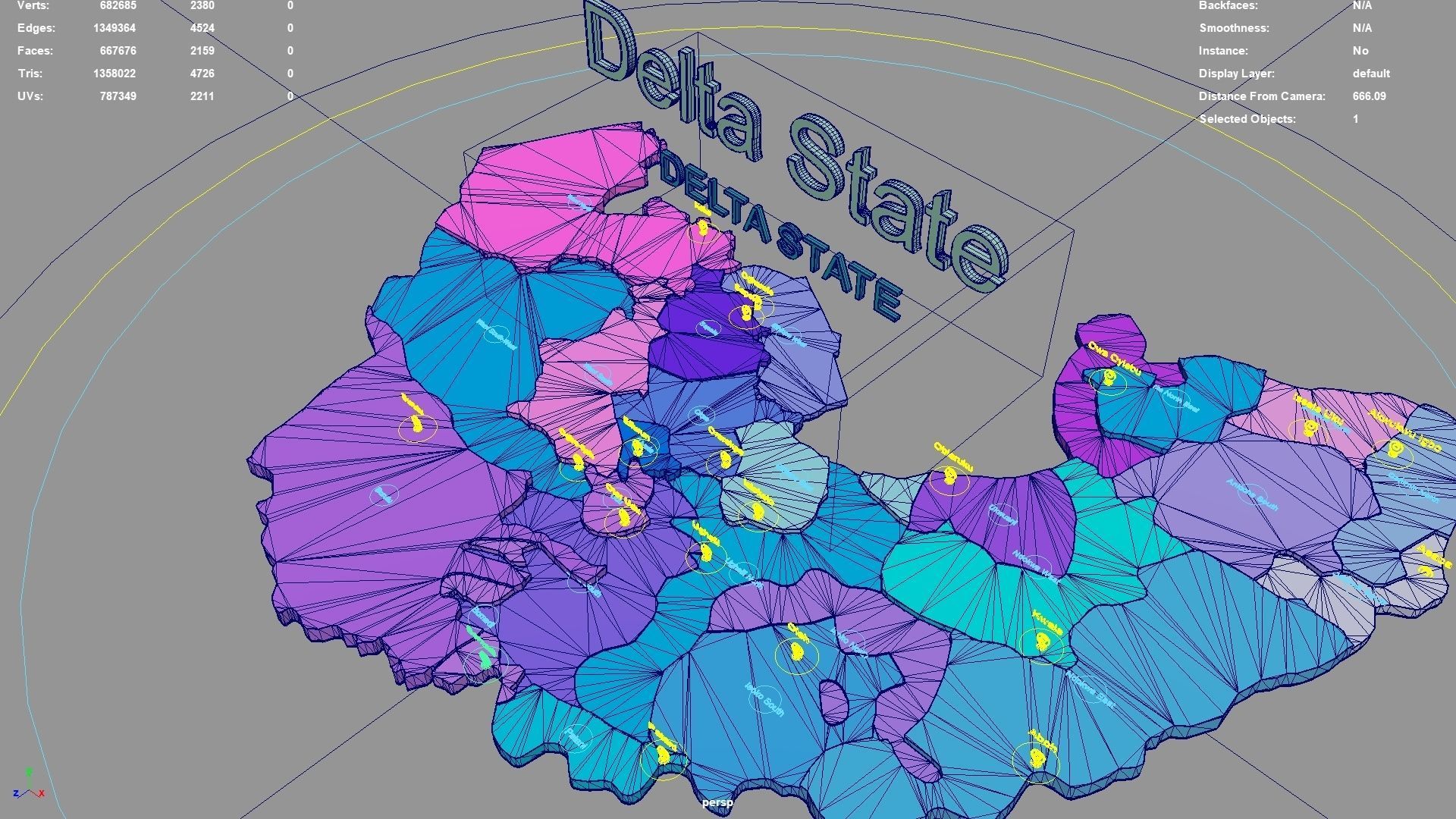 Delta State Nigeria map region geography political geographic 3D model ...