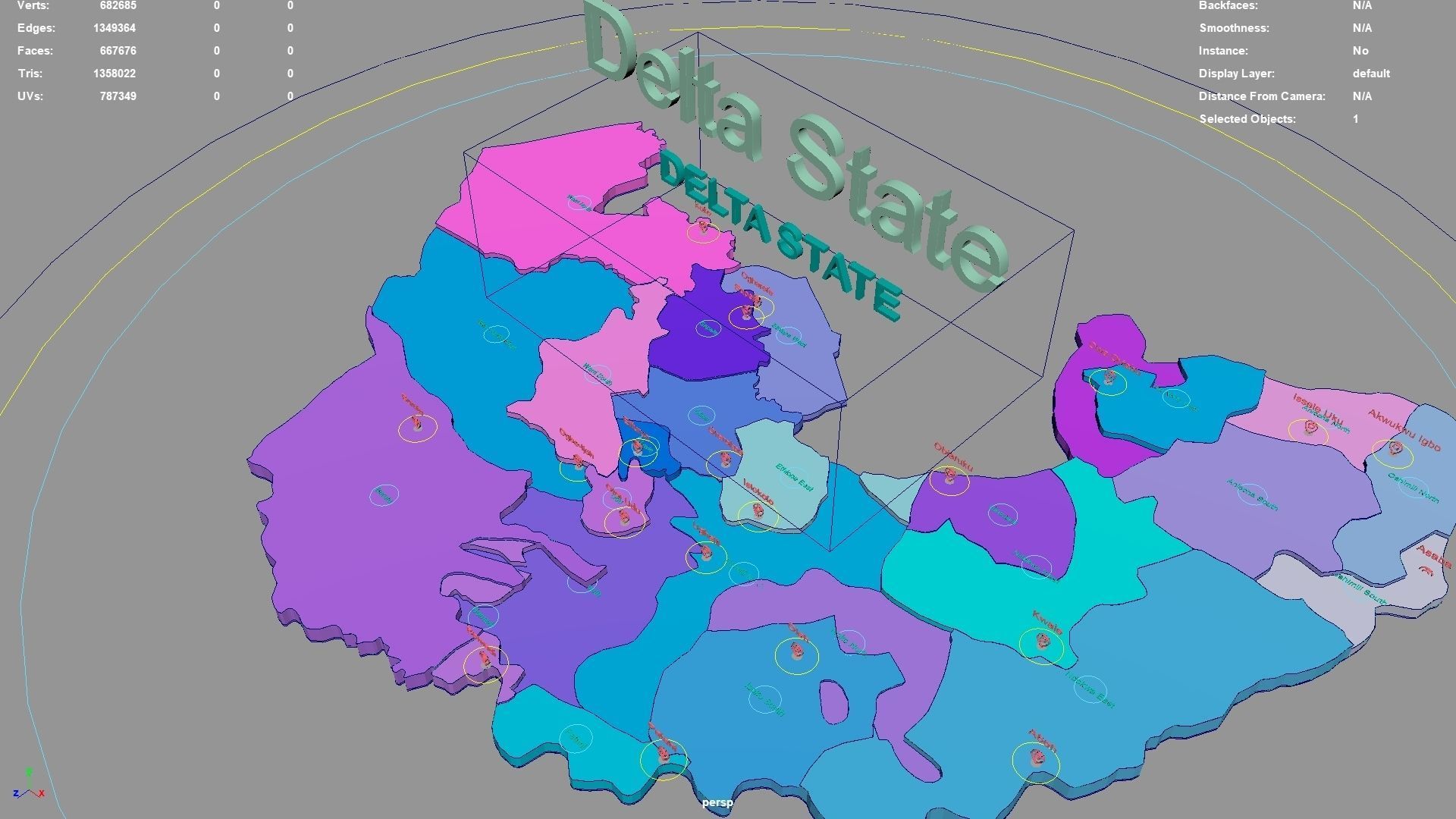 Delta State Nigeria map region geography political geographic 3D model ...