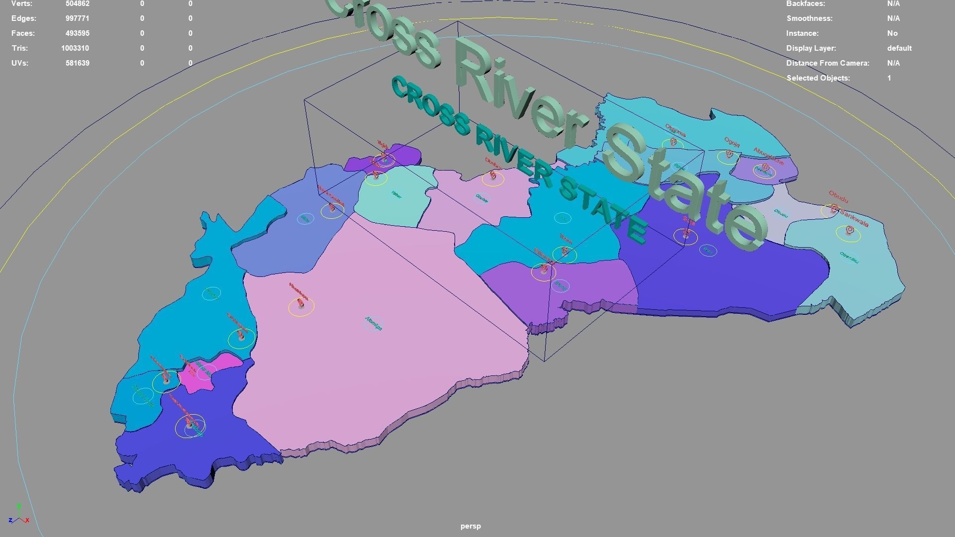 Cross River State Nigeria map region geography political 3D model ...