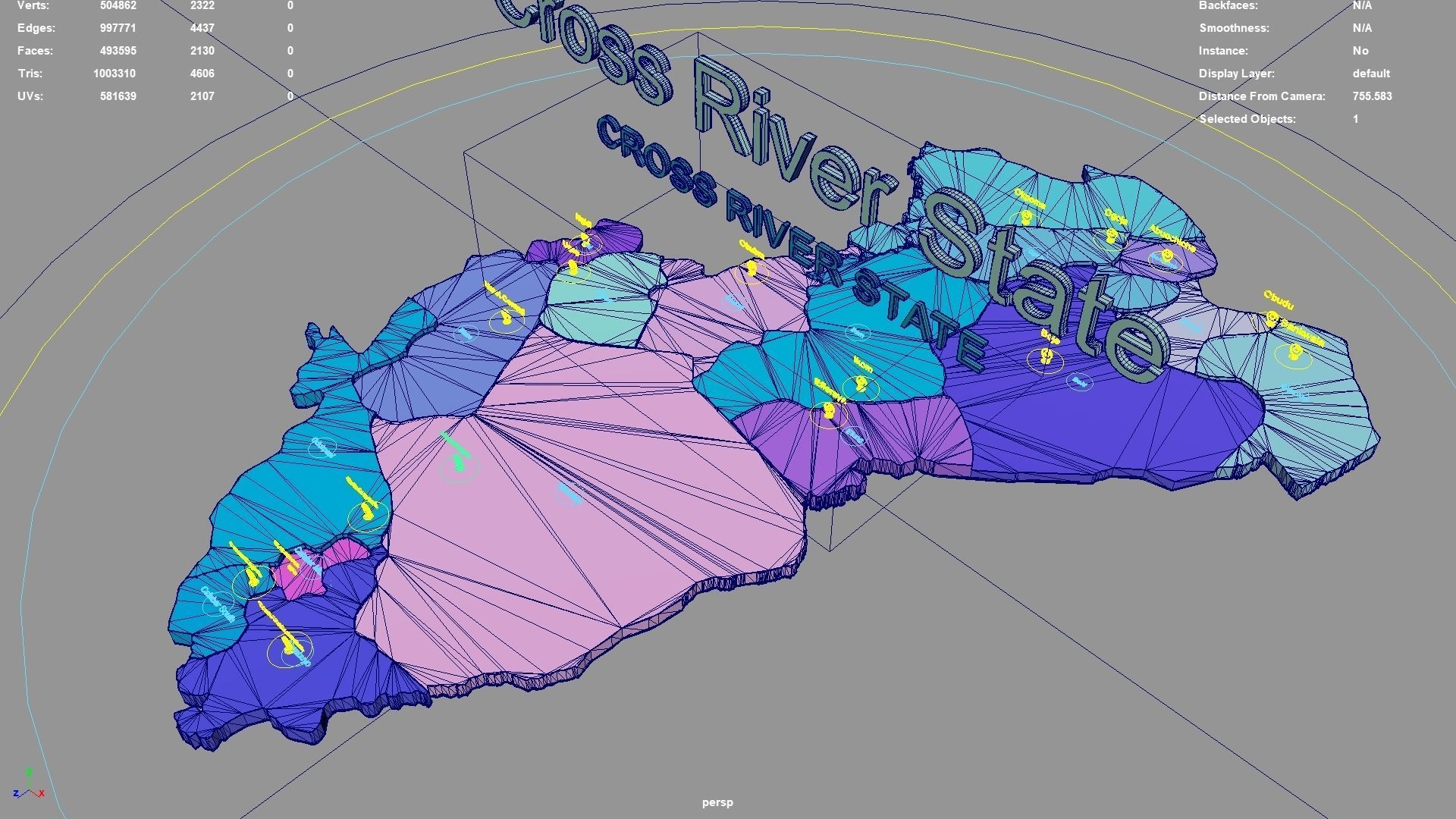 Cross River State Nigeria map region geography political 3D model ...