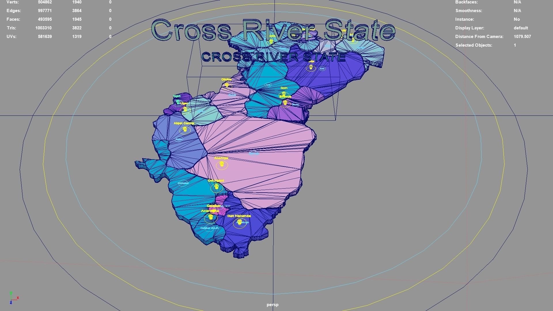 Cross River State Nigeria map region geography political 3D model ...