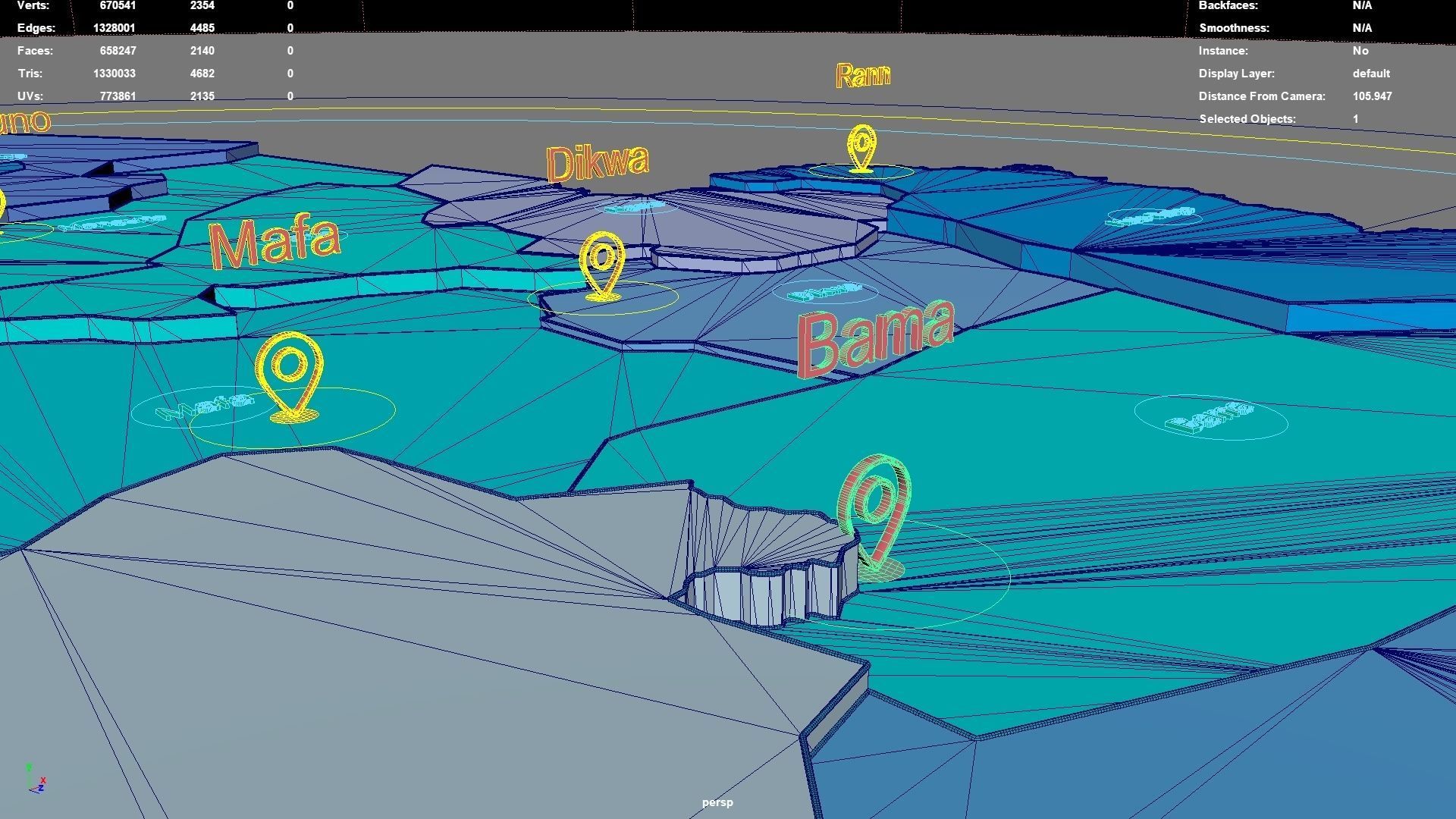 Borno State Nigeria map region geography political geographic 3D model ...