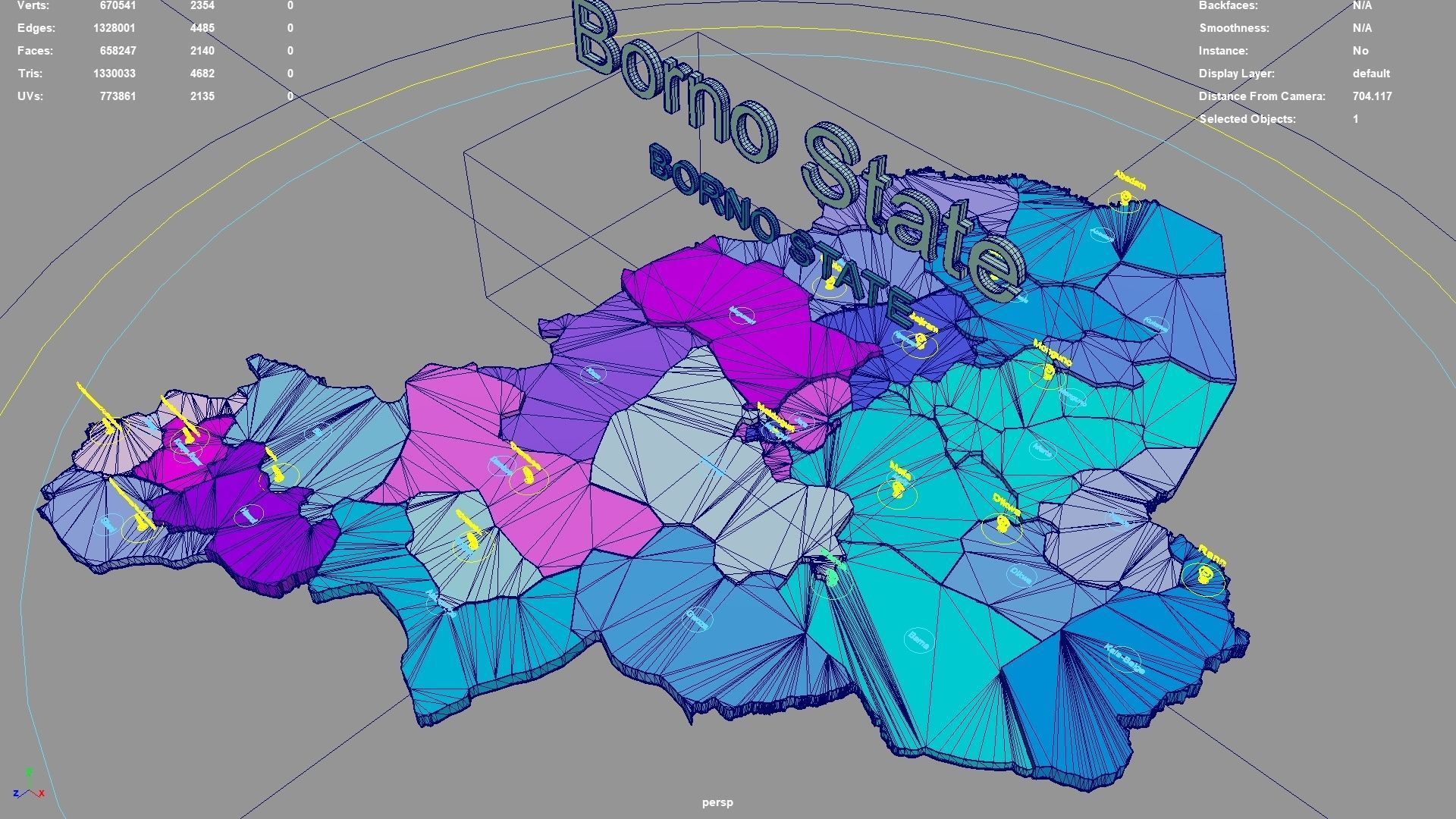 Borno State Nigeria map region geography political geographic 3D model ...