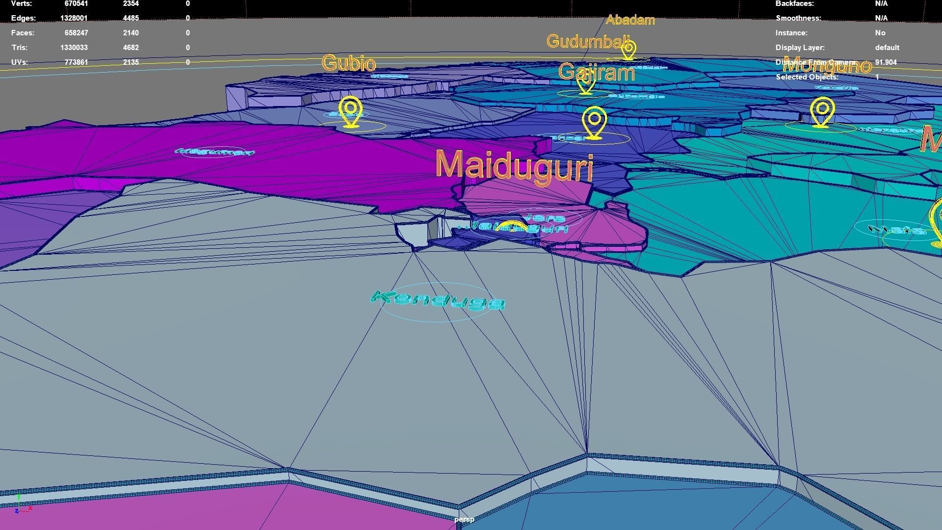 Borno State Nigeria map region geography political geographic 3D model ...