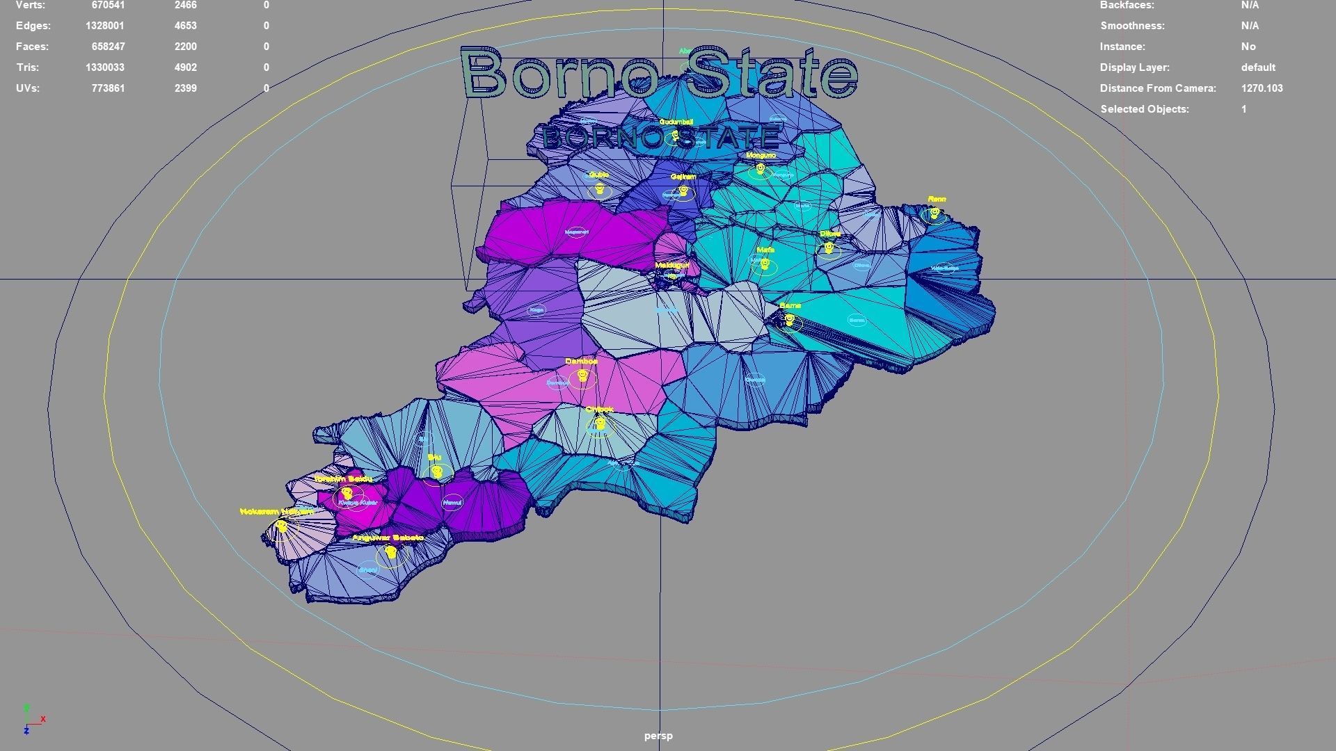 Borno State Nigeria map region geography political geographic 3D model ...