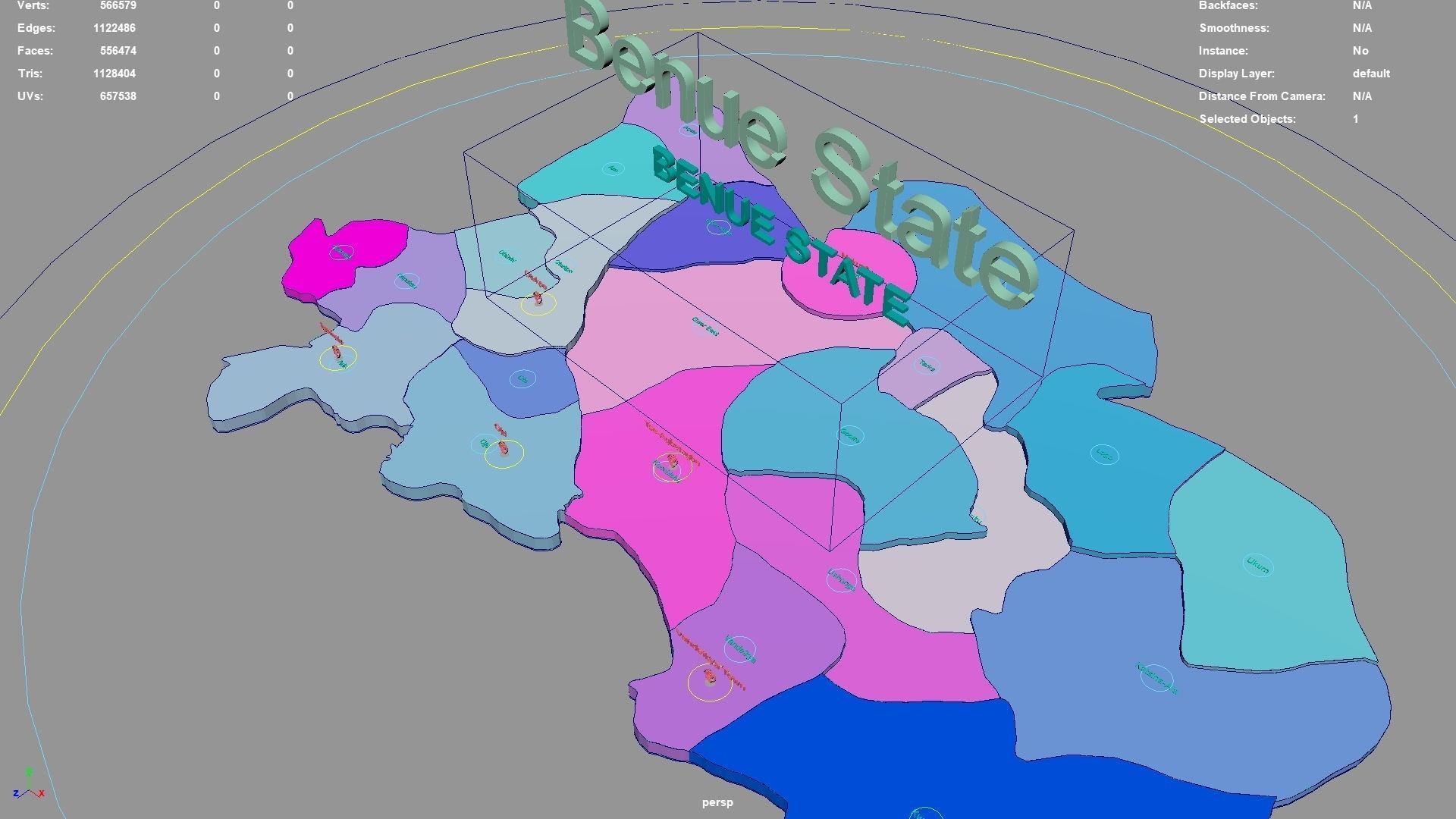 Benue State Nigeria map region geography political geographic 3D model ...