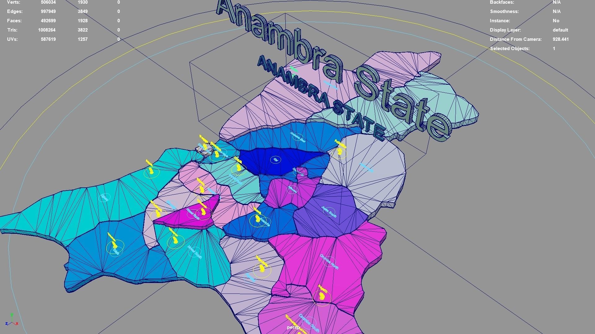 Anambra State Nigeria map region geography political geographic 3D ...