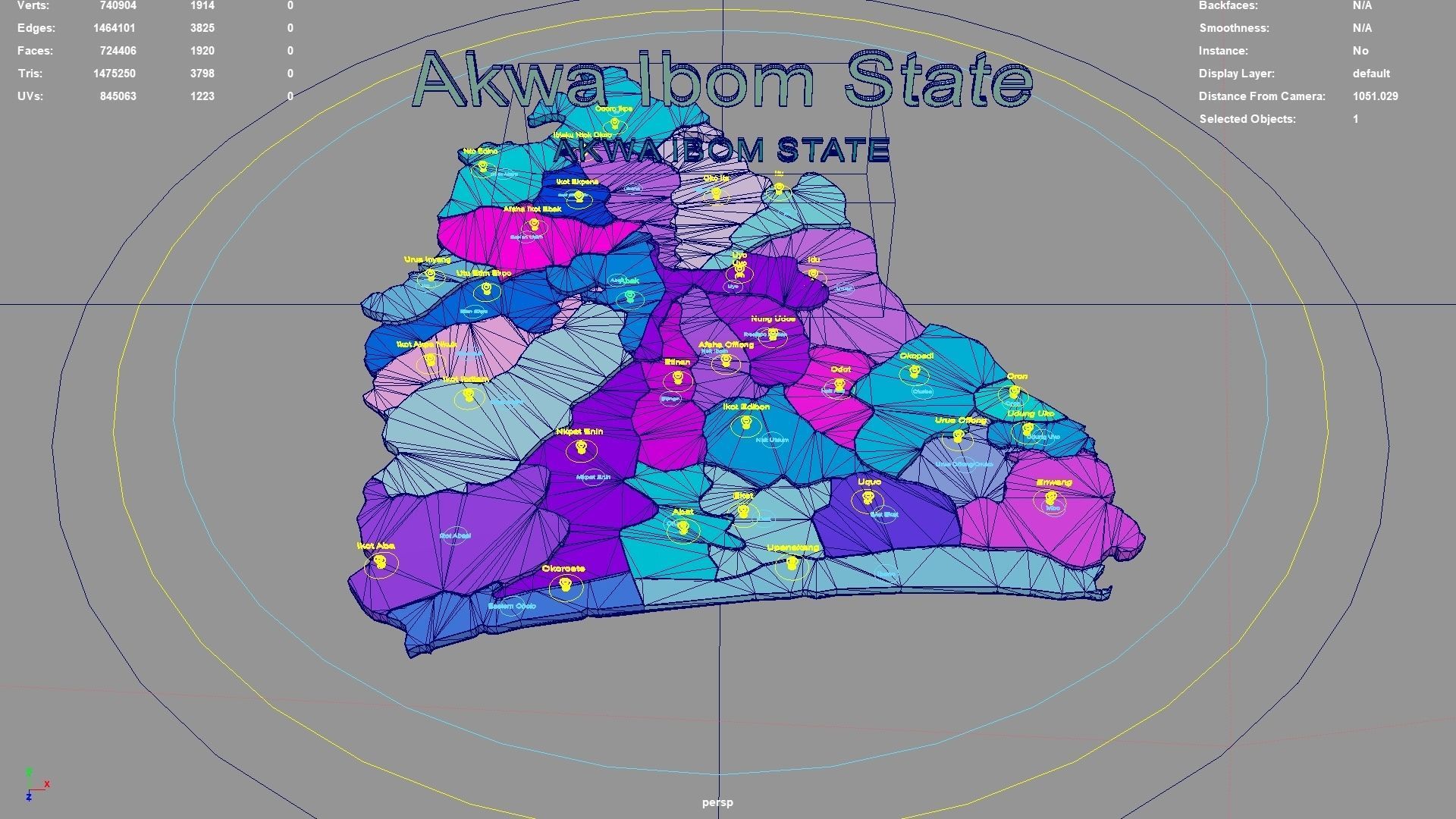 Akwa Ibom State Nigeria map region geography political 3D model rigged ...