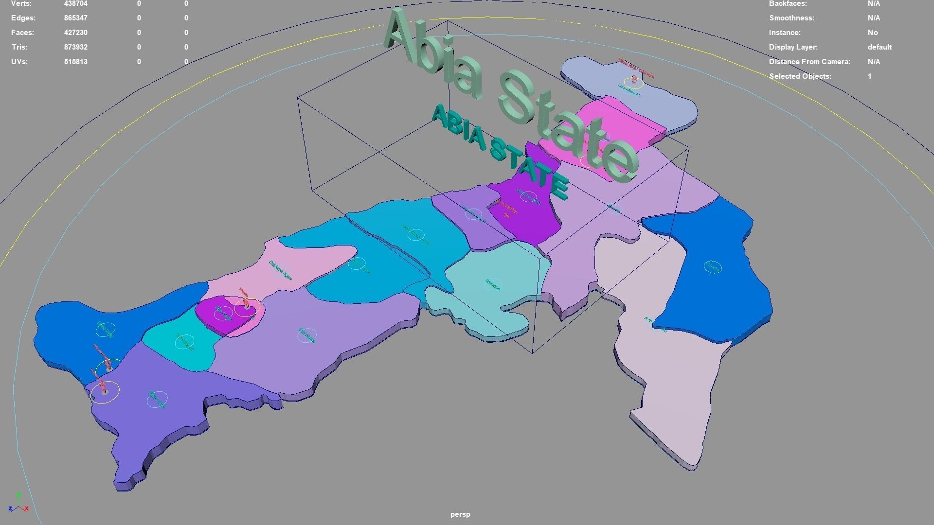 Abia State Nigeria map region geography political geographic 3D model ...