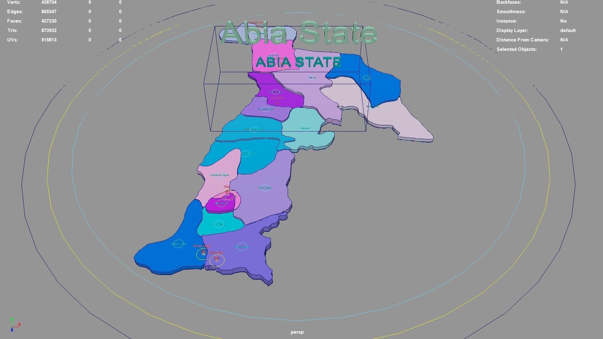 Abia State Nigeria map region geography political geographic 3D model ...