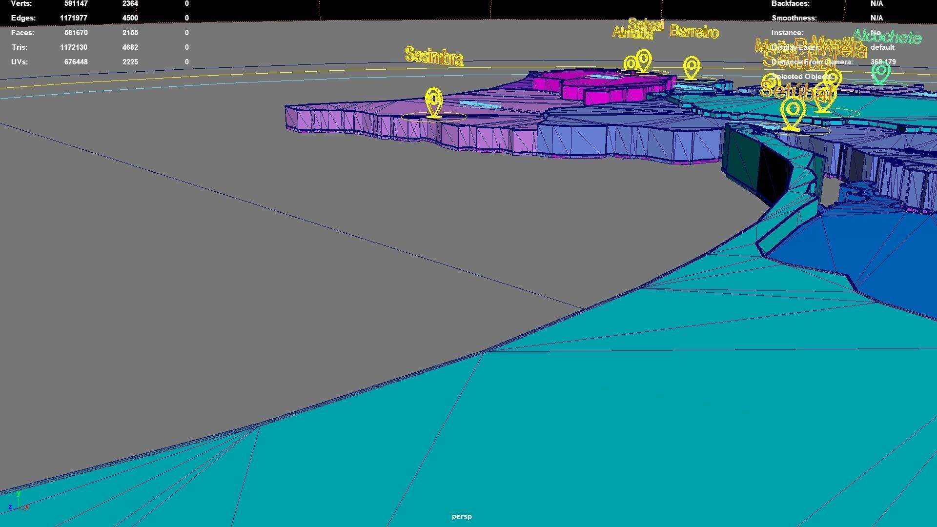 Setubal Portugal map region geography political geographic 3D model ...