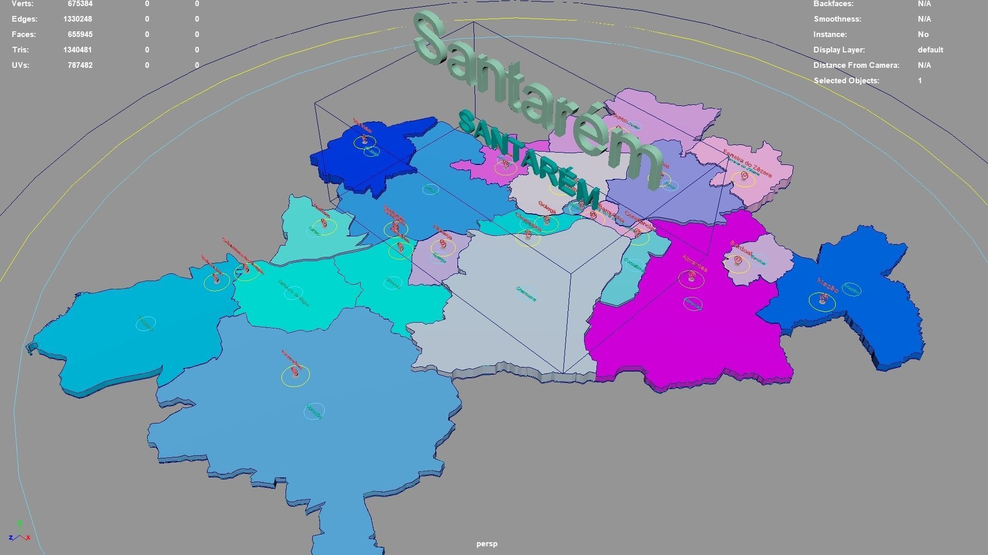 Santarem Portugal map region geography political geographic 3D model ...