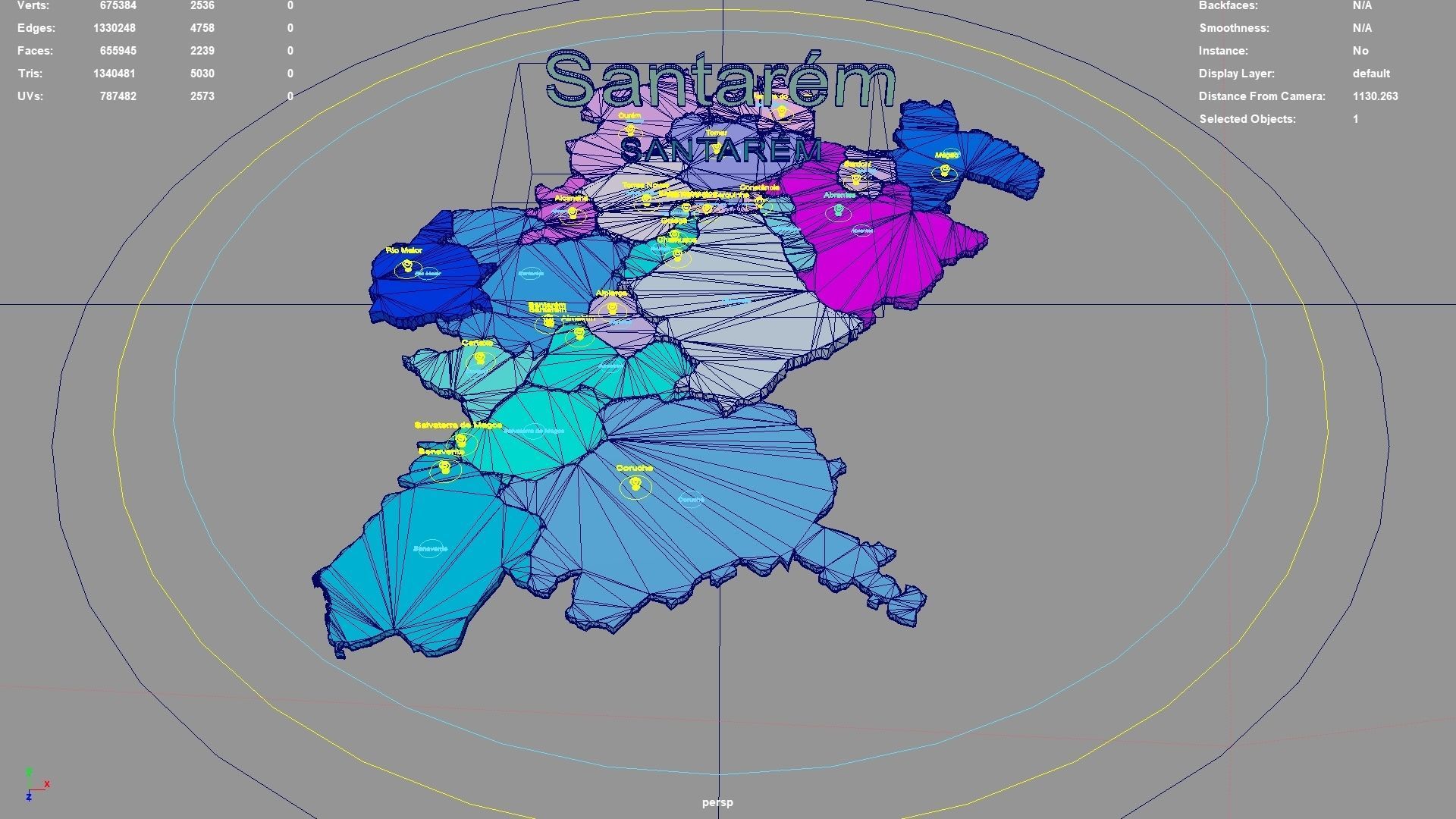 Santarem Portugal map region geography political geographic 3D model ...