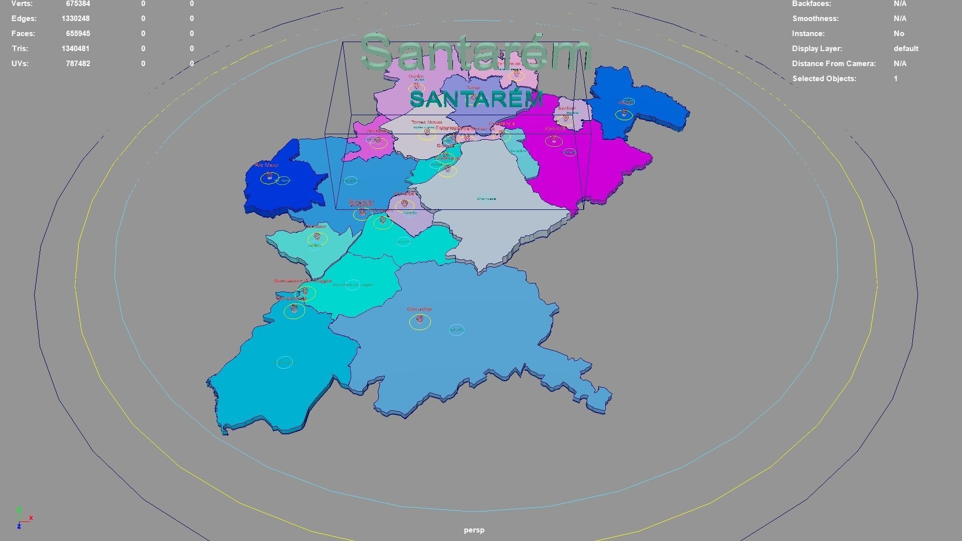 Santarem Portugal map region geography political geographic 3D model ...