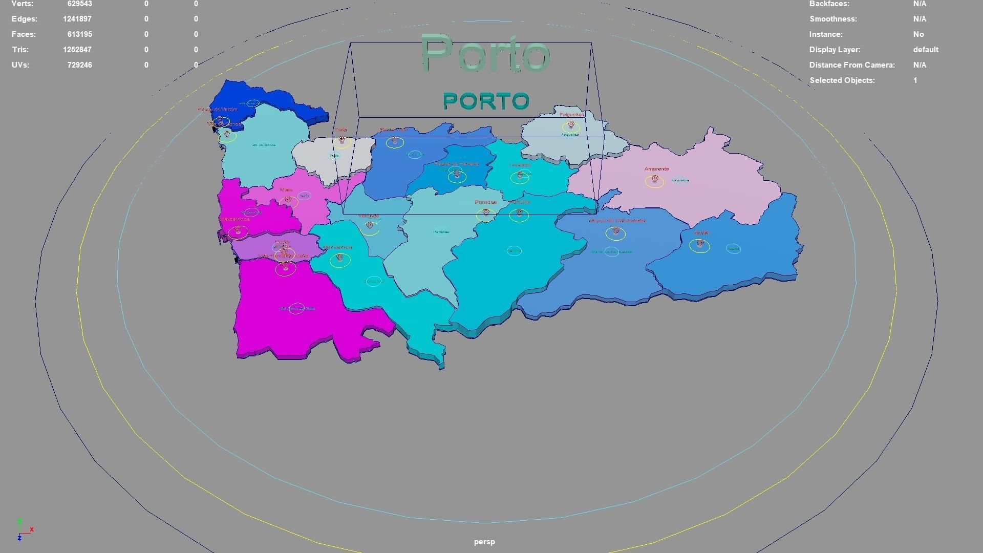 Porto Portugal map region geography political geographic 3D model ...
