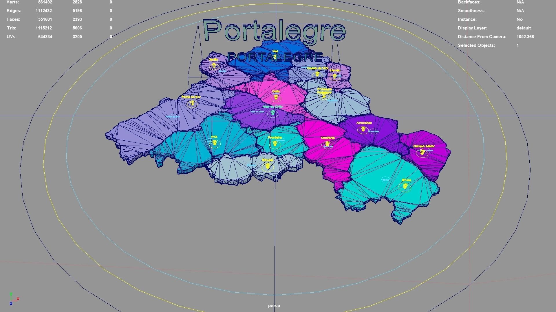 Portalegre Portugal map region geography political geographic 3D model ...