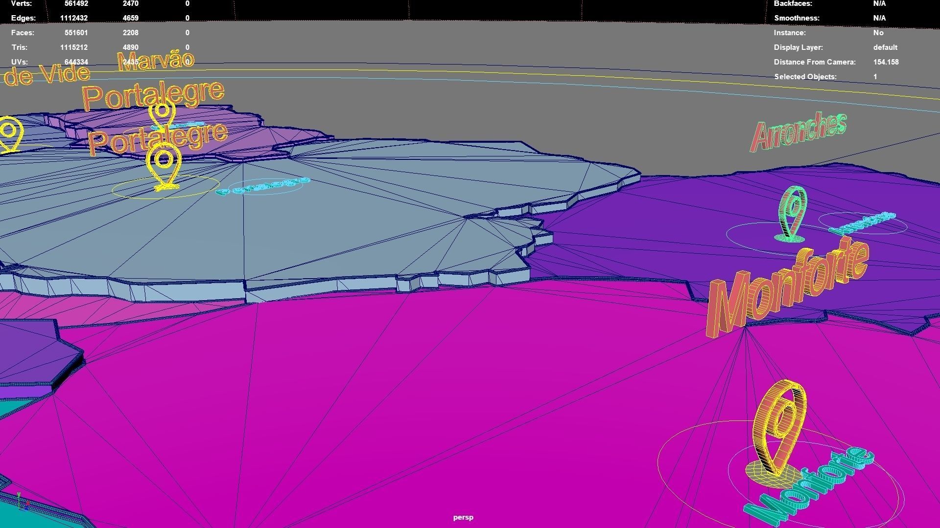 Portalegre Portugal map region geography political geographic 3D model ...