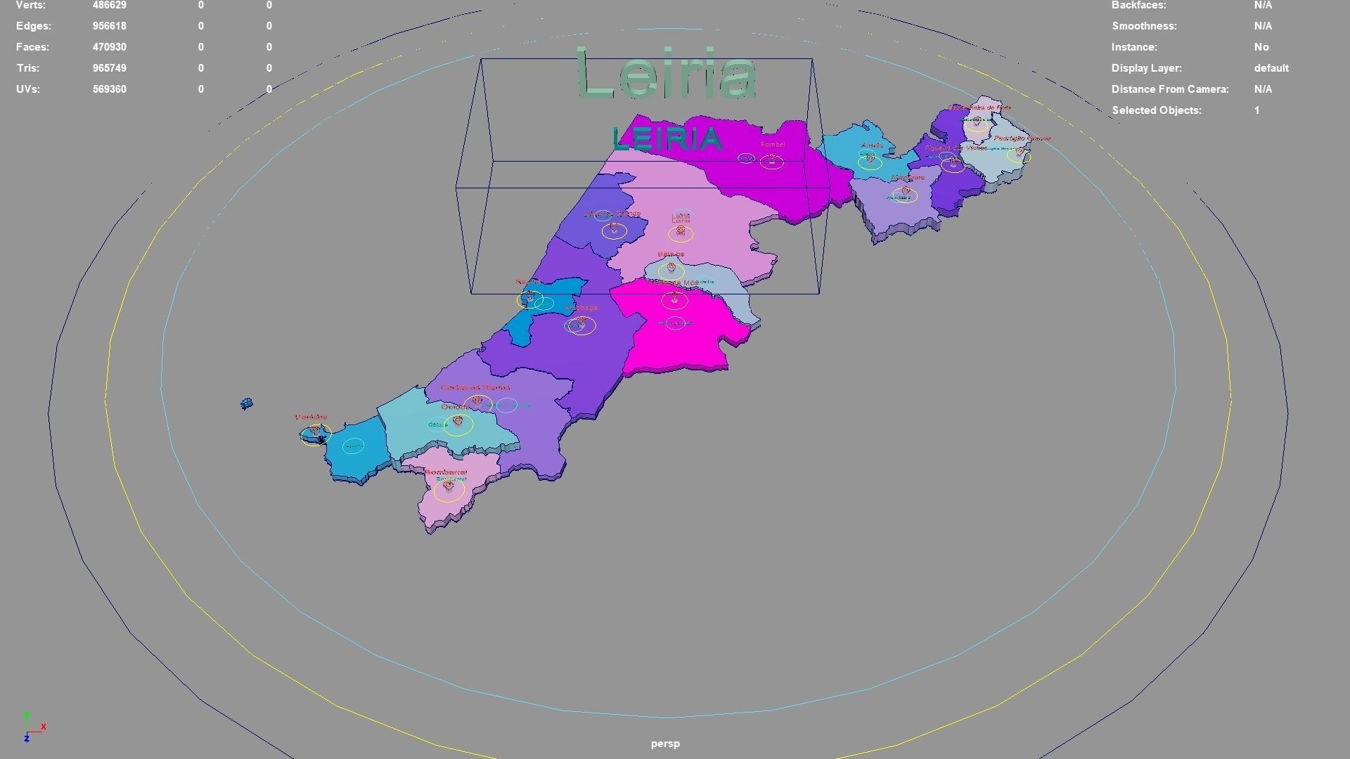 Leiria Portugal map region geography political geographic 3D model ...