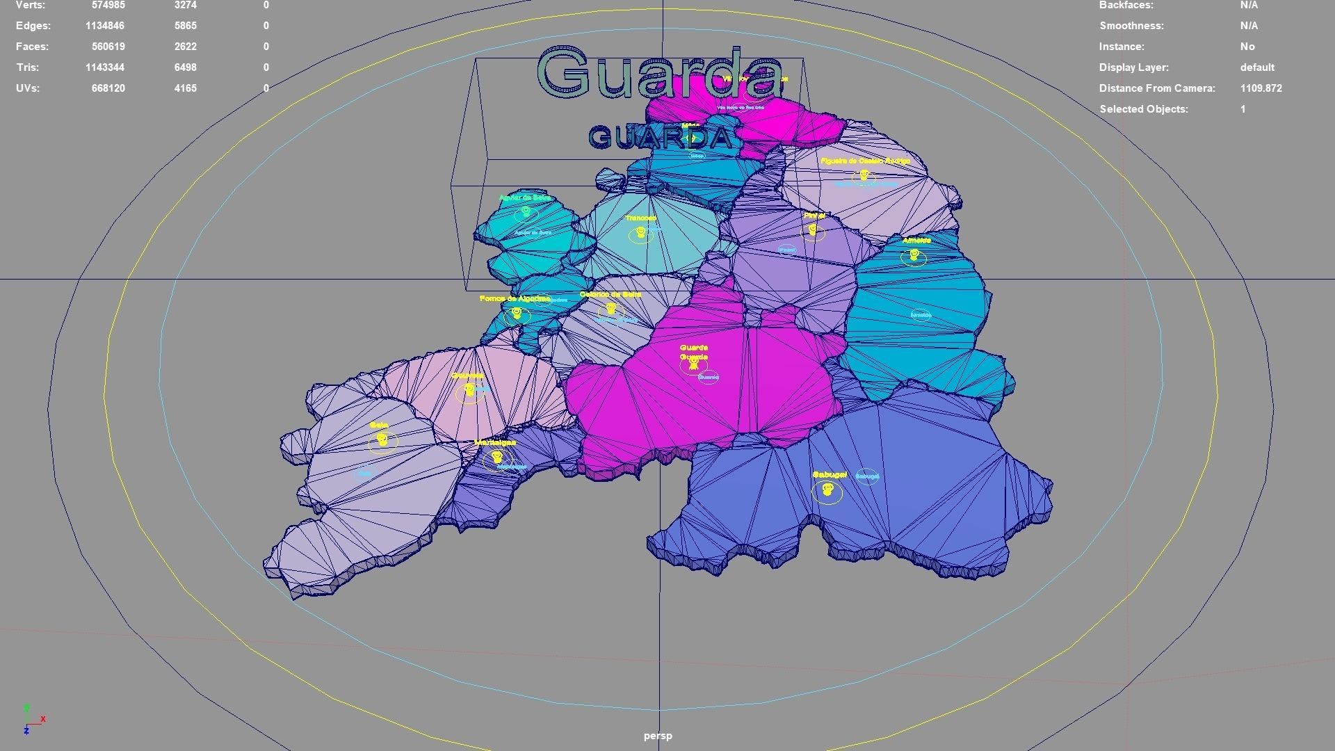 Guarda Portugal map region geography political geographic 3D model ...