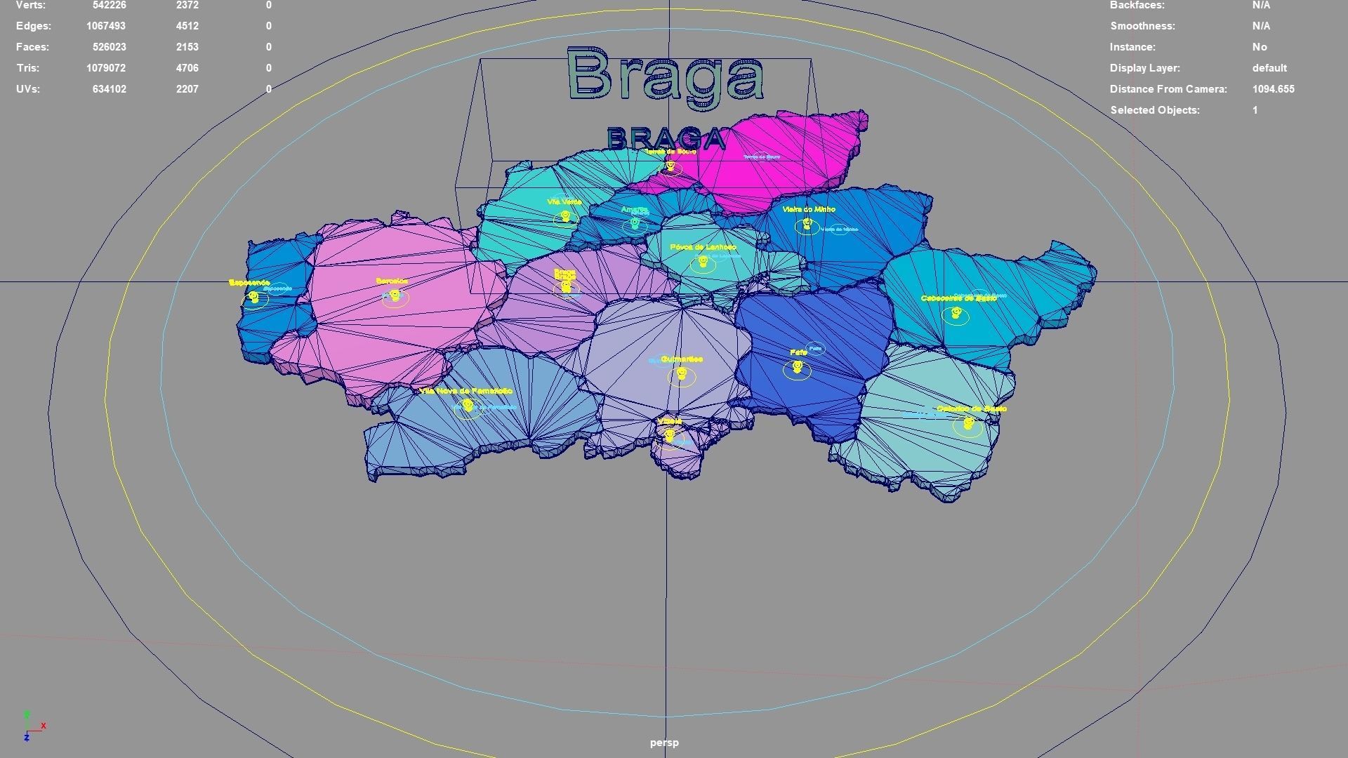 Braga Portugal map region geography political geographic 3D model ...