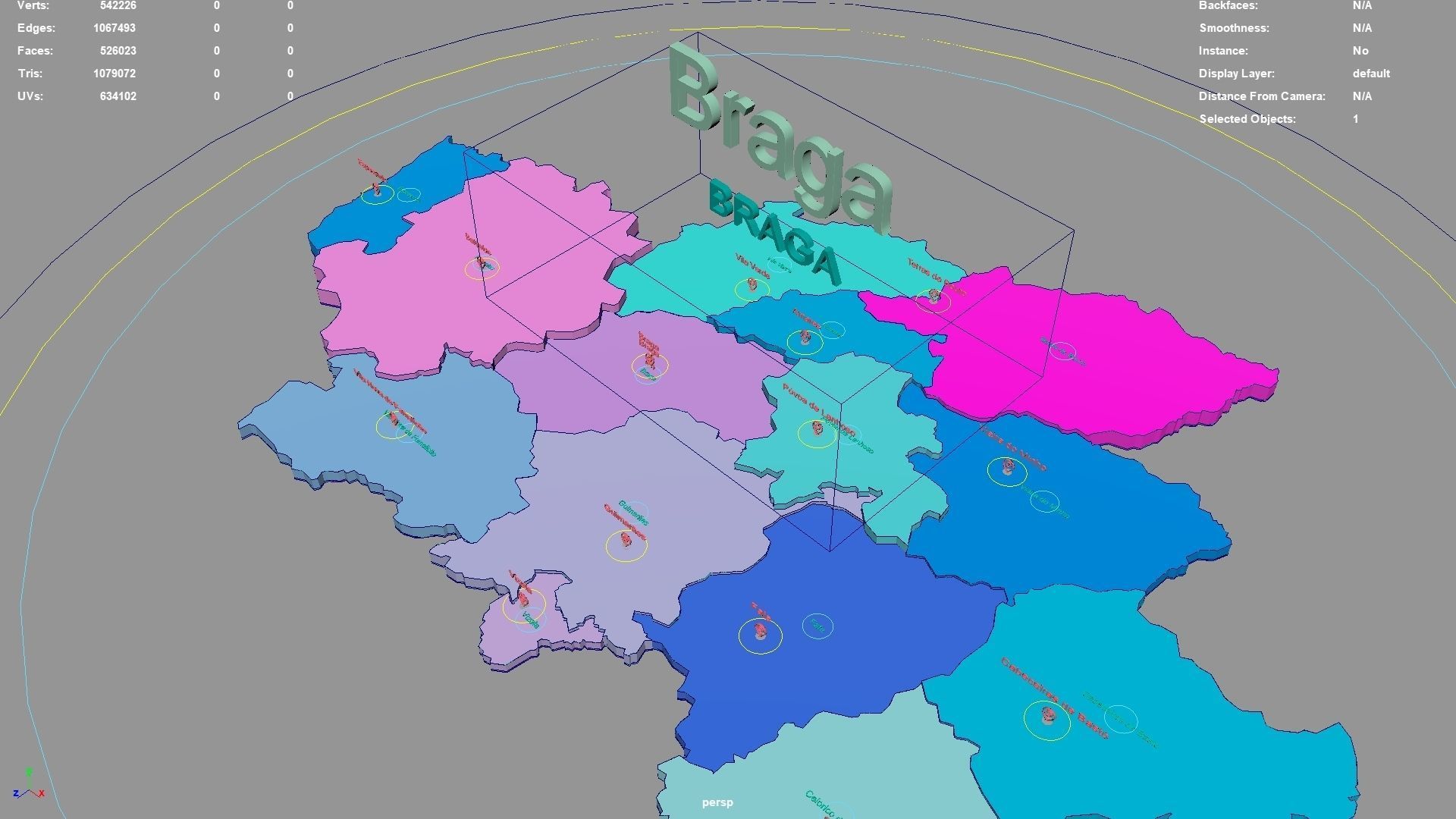 Braga Portugal map region geography political geographic 3D model ...