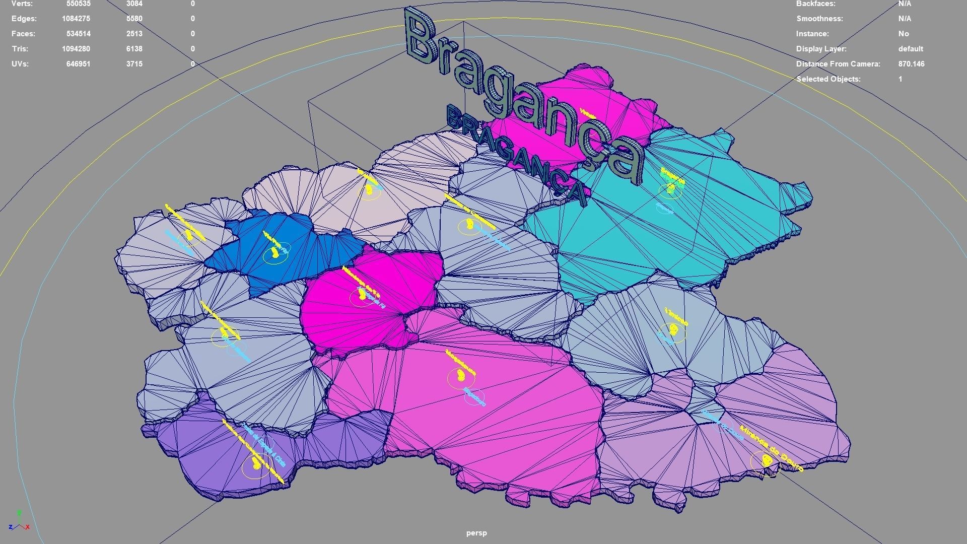 Braganca Portugal map region geography political geographic 3D model ...