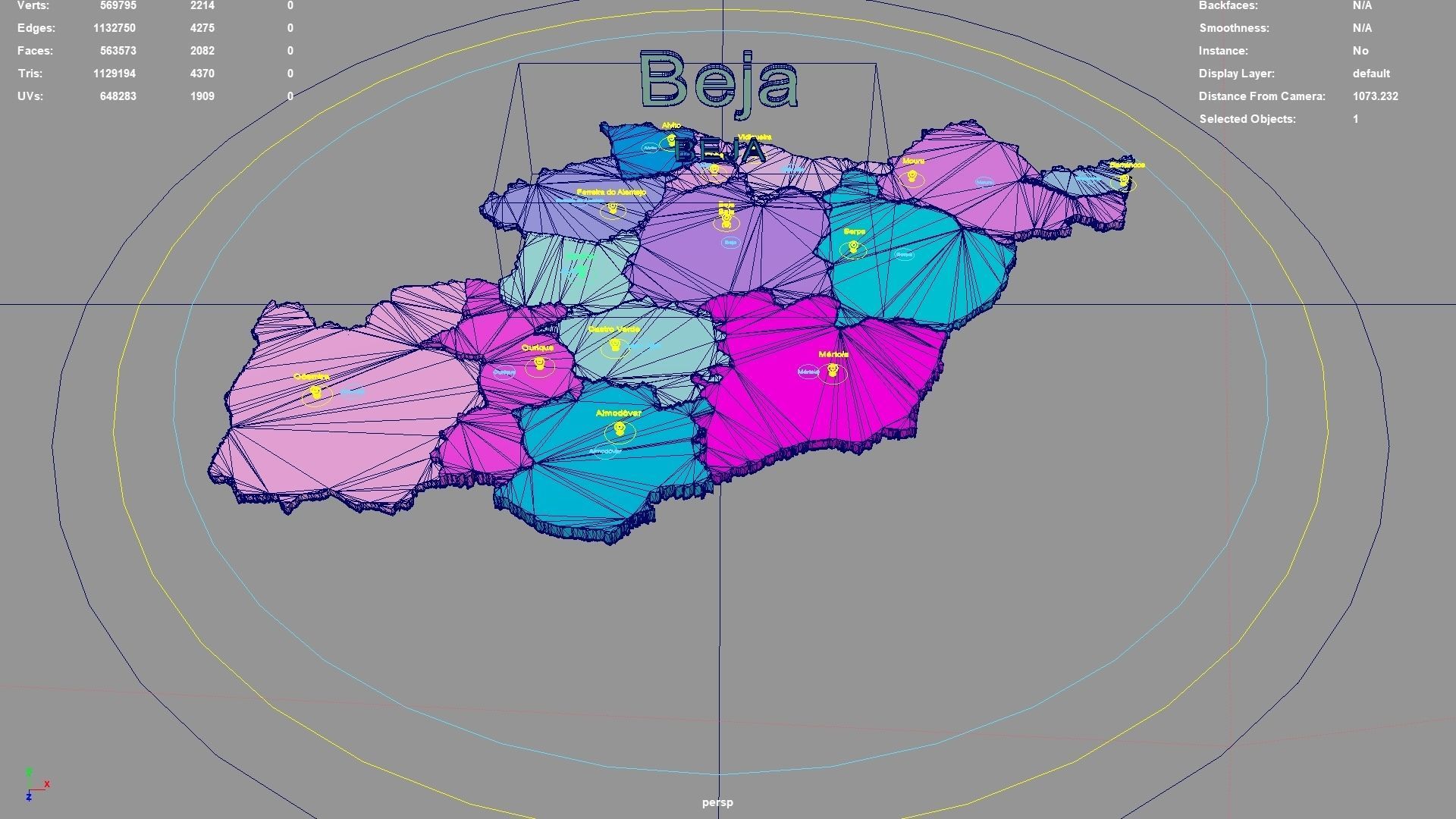 Beja Portugal map region geography political geographic 3D model rigged ...