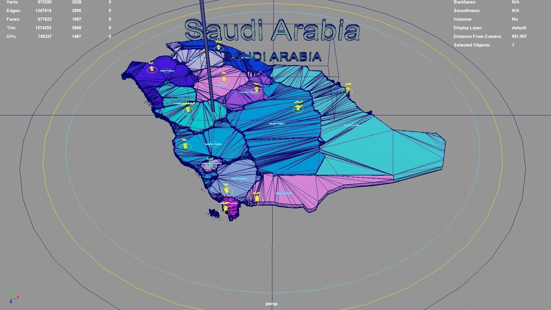 Saudi Arabia map region geography political geographic 3D model rigged ...