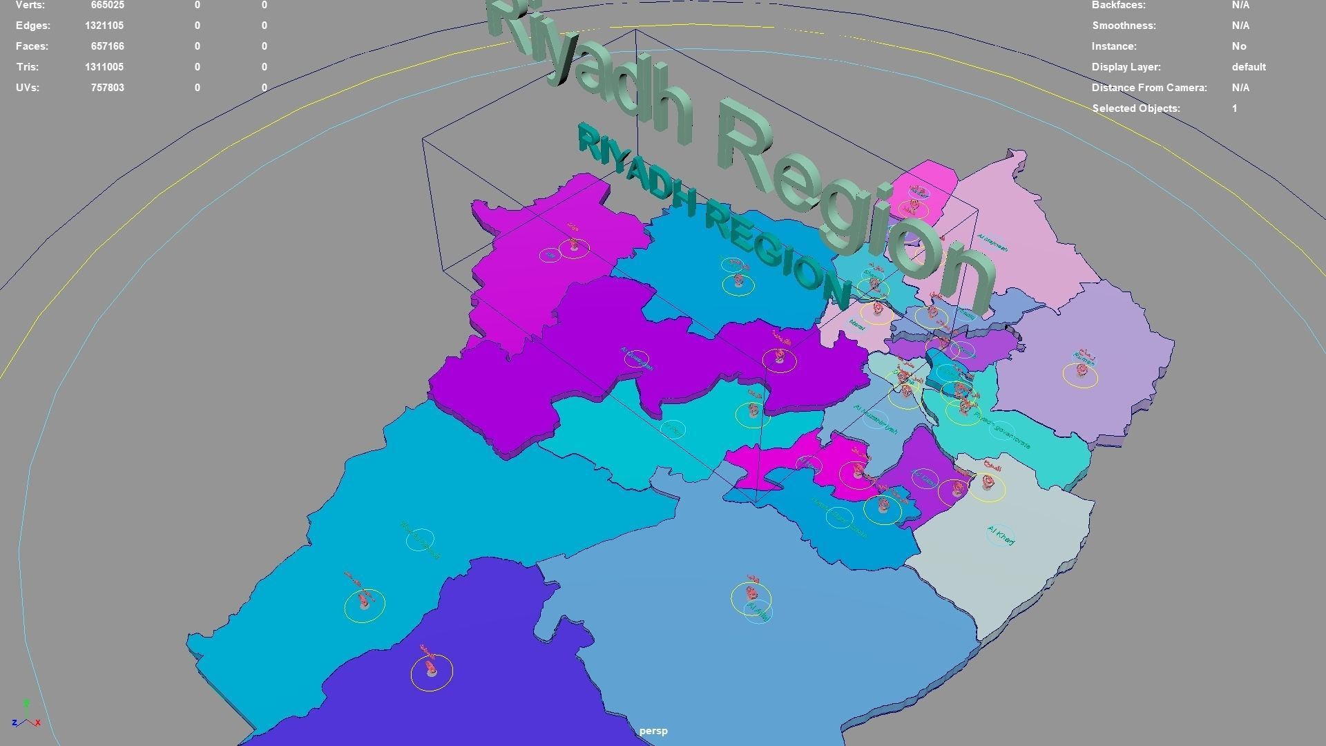 Riyadh Region Saudi Arabia map region geography political 3D model rigged | CGTrader