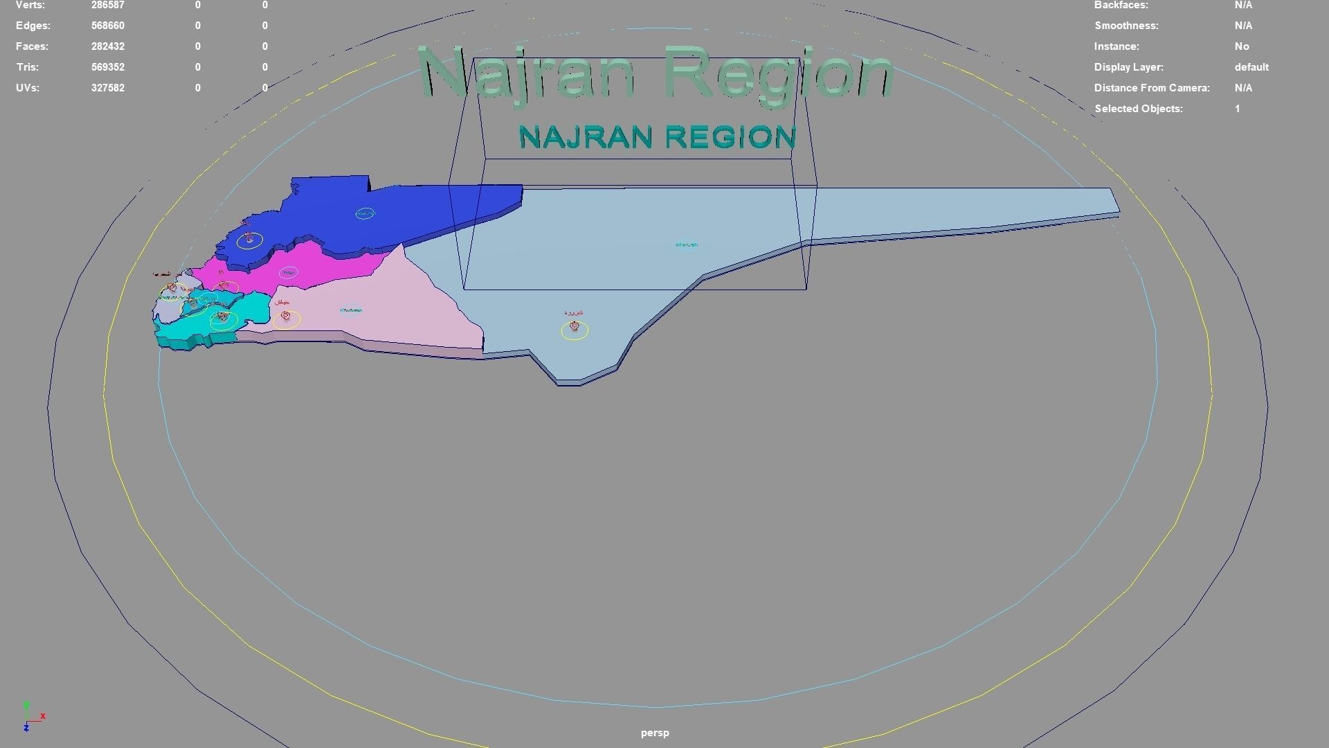 Najran Region Saudi Arabia map region geography political 3D model ...