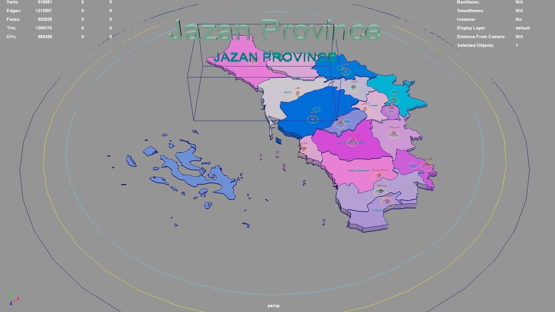 Jazan Province Saudi Arabia map region geography political 3D model ...