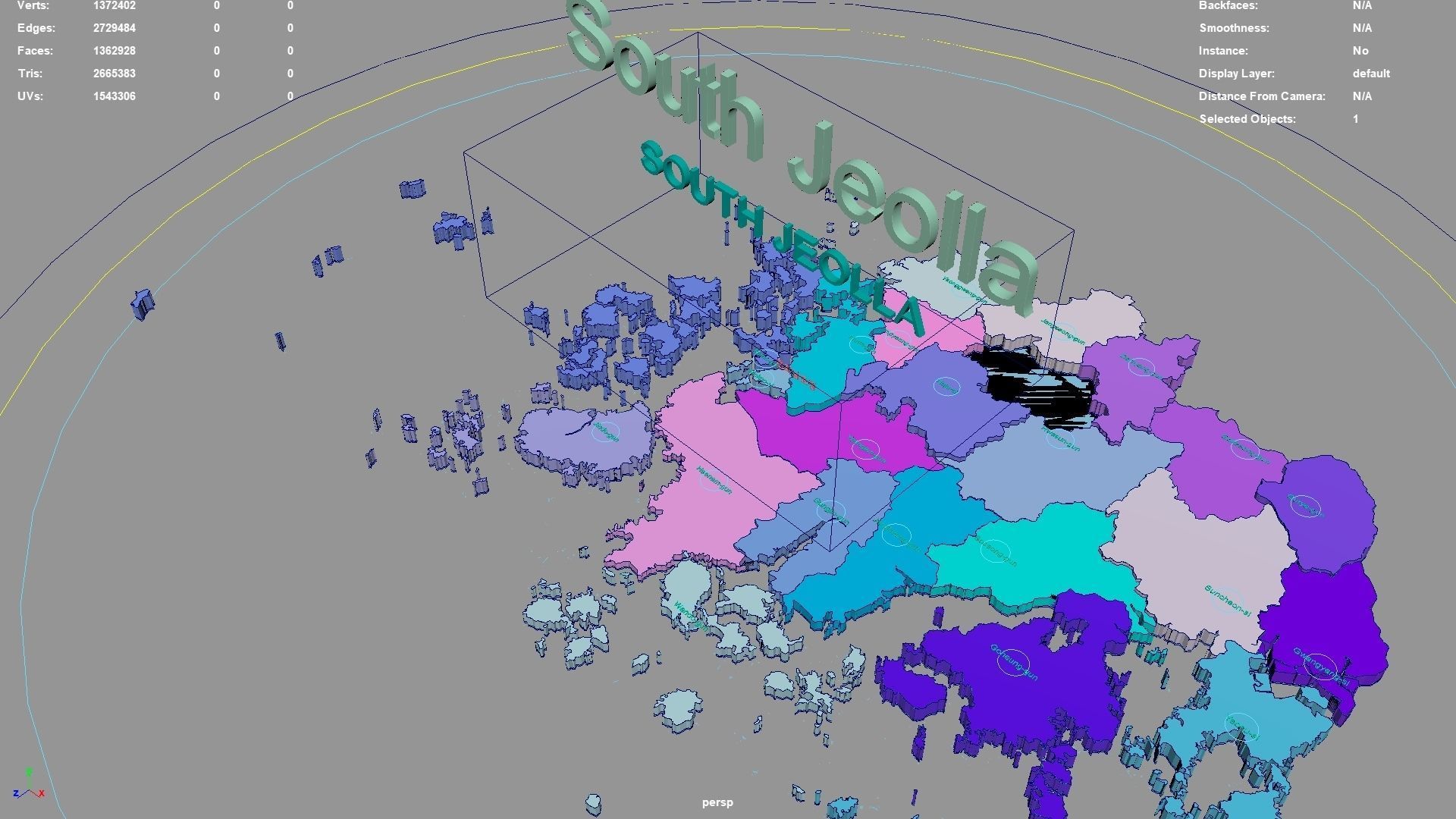 South Jeolla South Korea map region geography political 3D model rigged ...