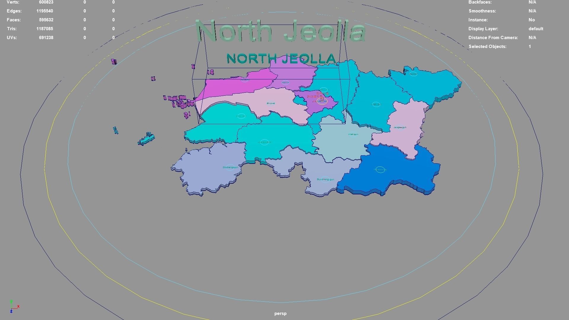 North Jeolla South Korea map region geography political 3D model rigged ...