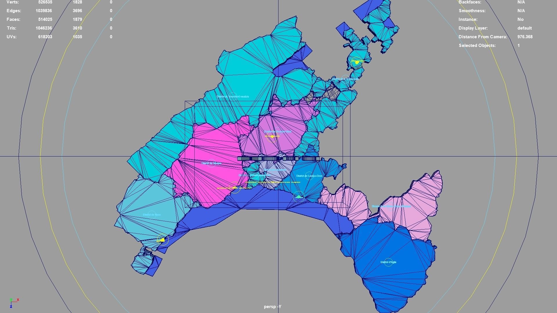 Vaud Switzerland map region geography political geographic 3D model ...