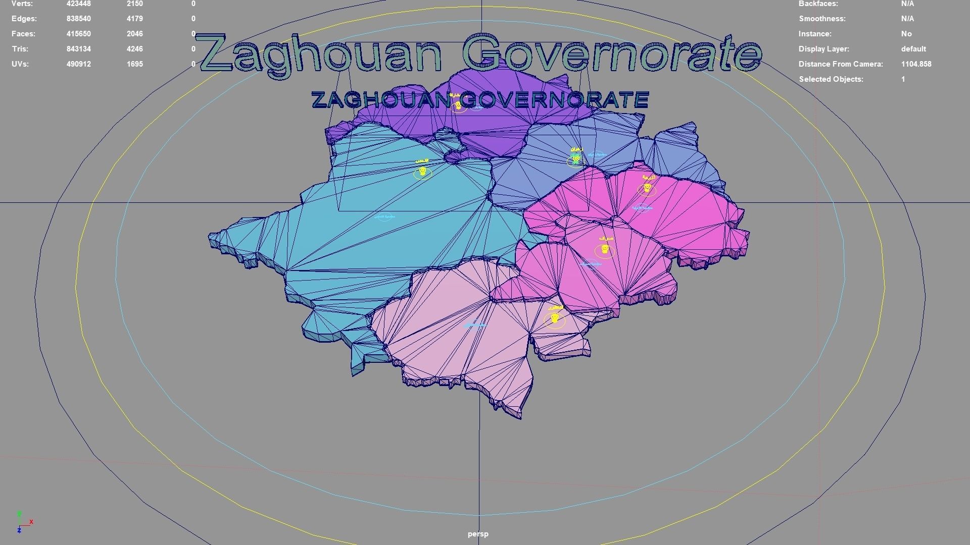 Zaghouan Governorate Tunisia map region geography political 3D model ...