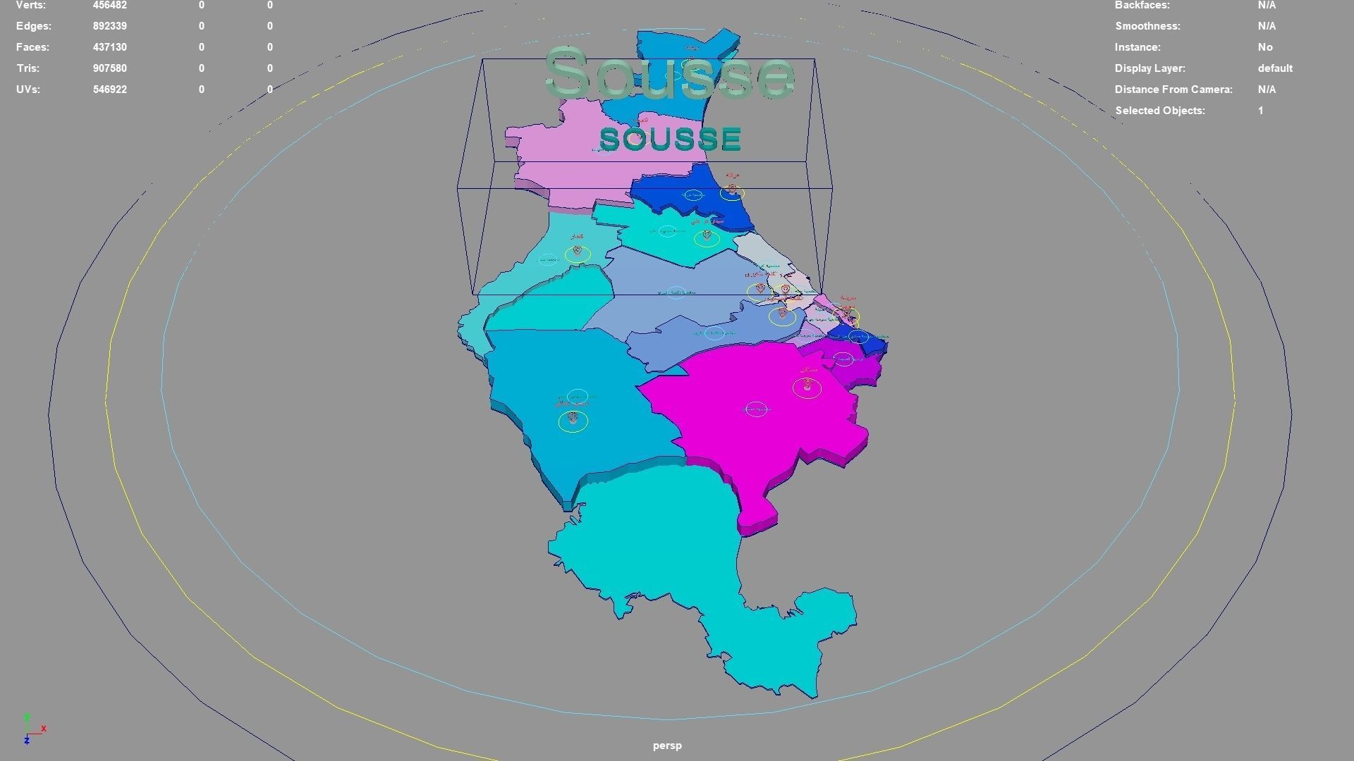 Sousse Tunisia map region geography political geographic 3D model ...
