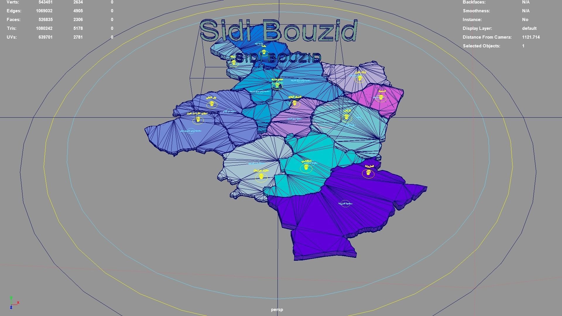 Sidi Bouzid Tunisia map region geography political geographic 3D model ...