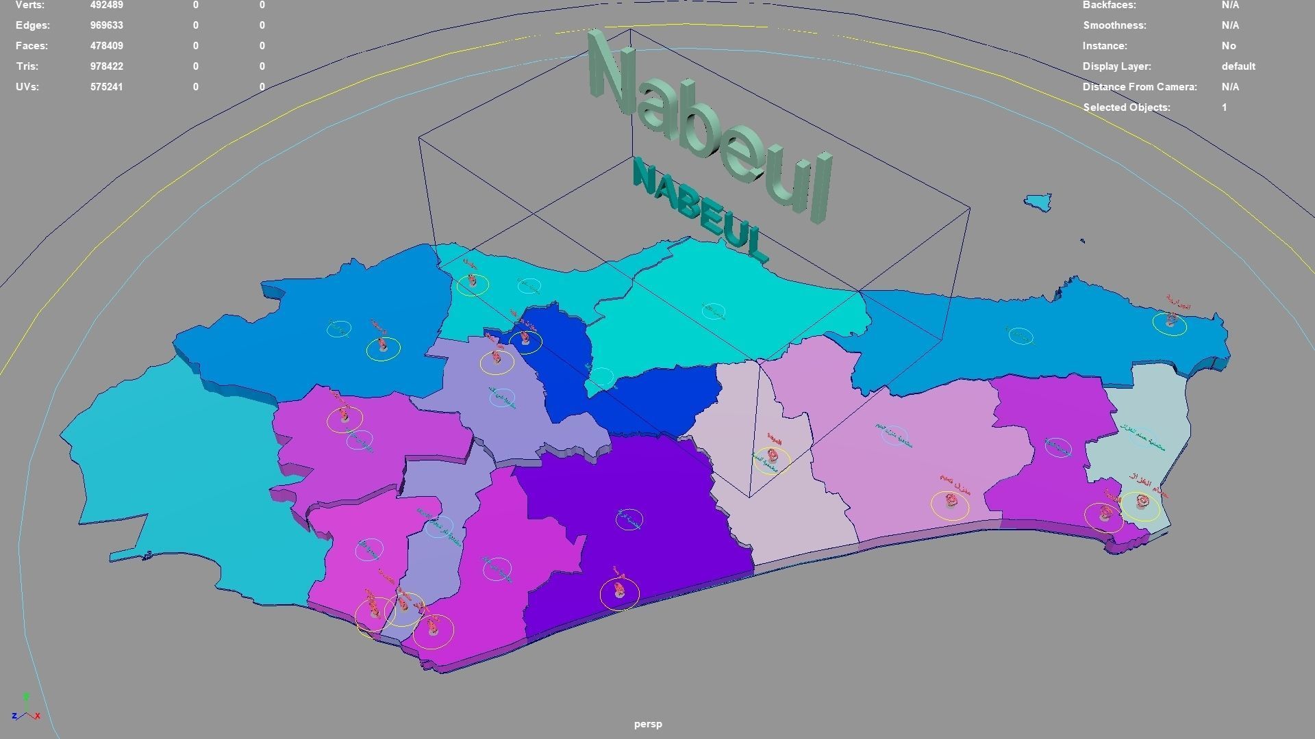 Nabeul Tunisia map region geography political geographic 3D model ...